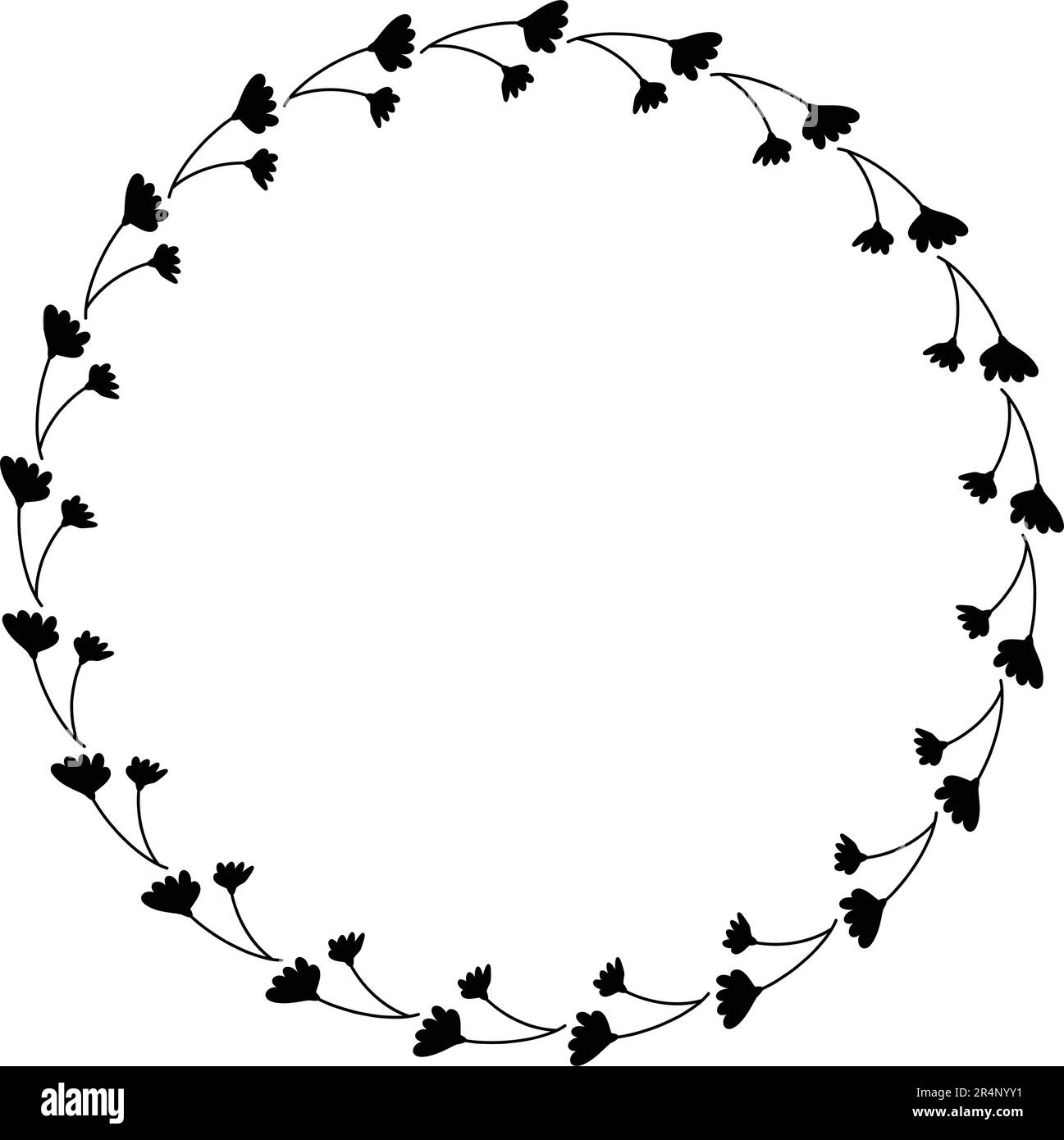 Floral circle round border flower frame ring for decoration ornament in ...