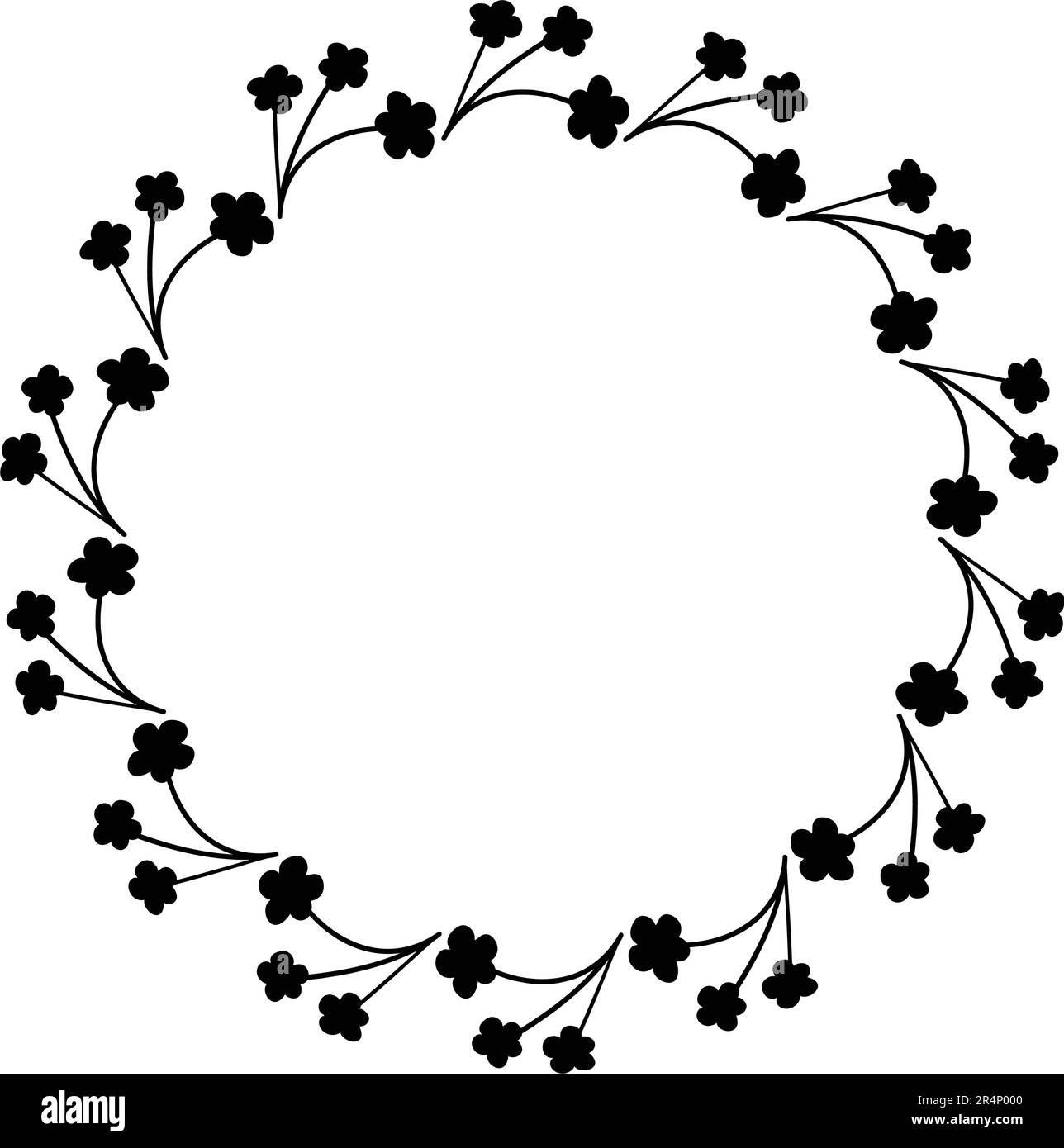 Floral circle round border flower frame ring for decoration ornament in ...