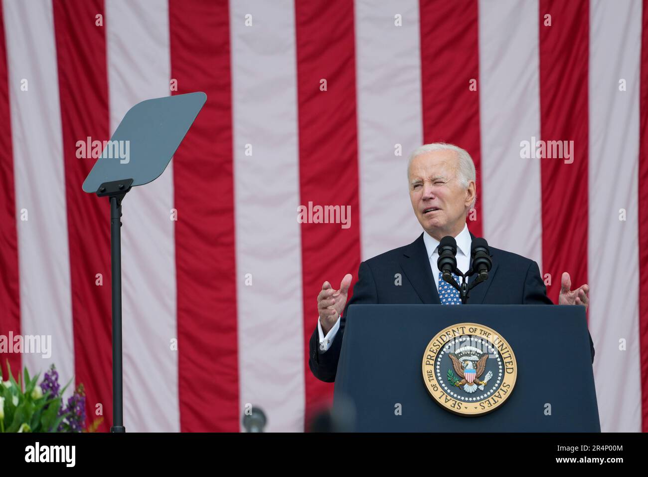 President Joe Biden speaks at the Memorial Amphitheater of Arlington National Cemetery in ...
