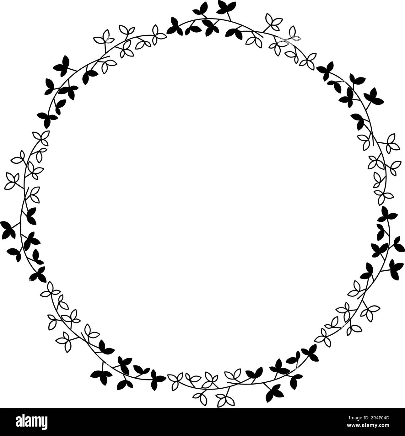 Floral circle round border flower frame ring for decoration ornament in ...