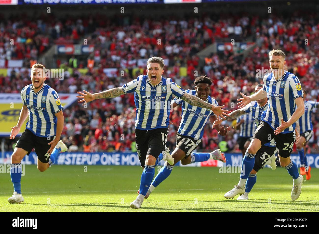 Josh Windass #11 of Sheffield Wednesday celebrates his goal to make it ...