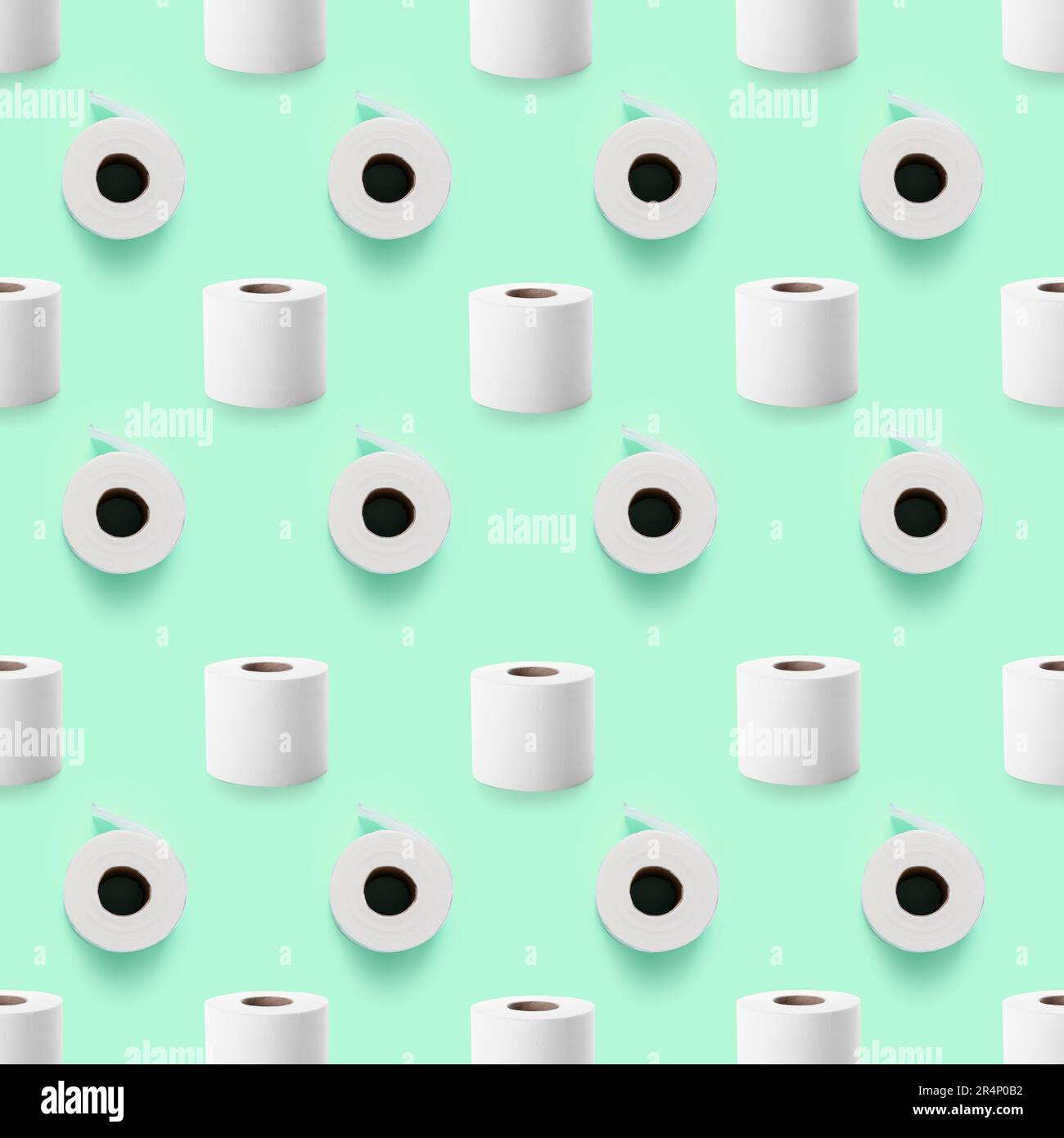 Many toilet paper rolls on mint background. Pattern for design Stock ...