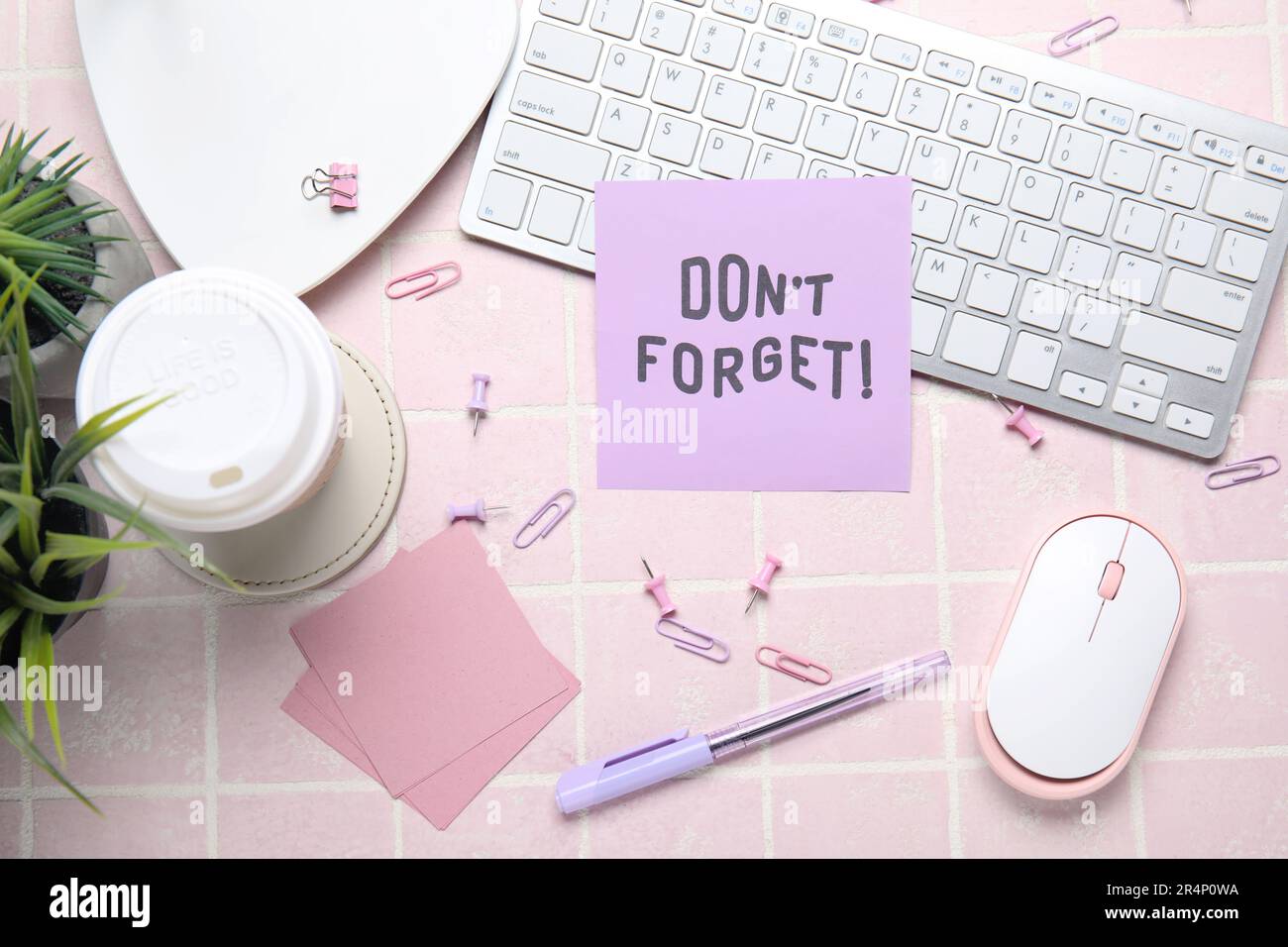 Don't forget reminder with stationery, computer keyboard, wi-fi router ...