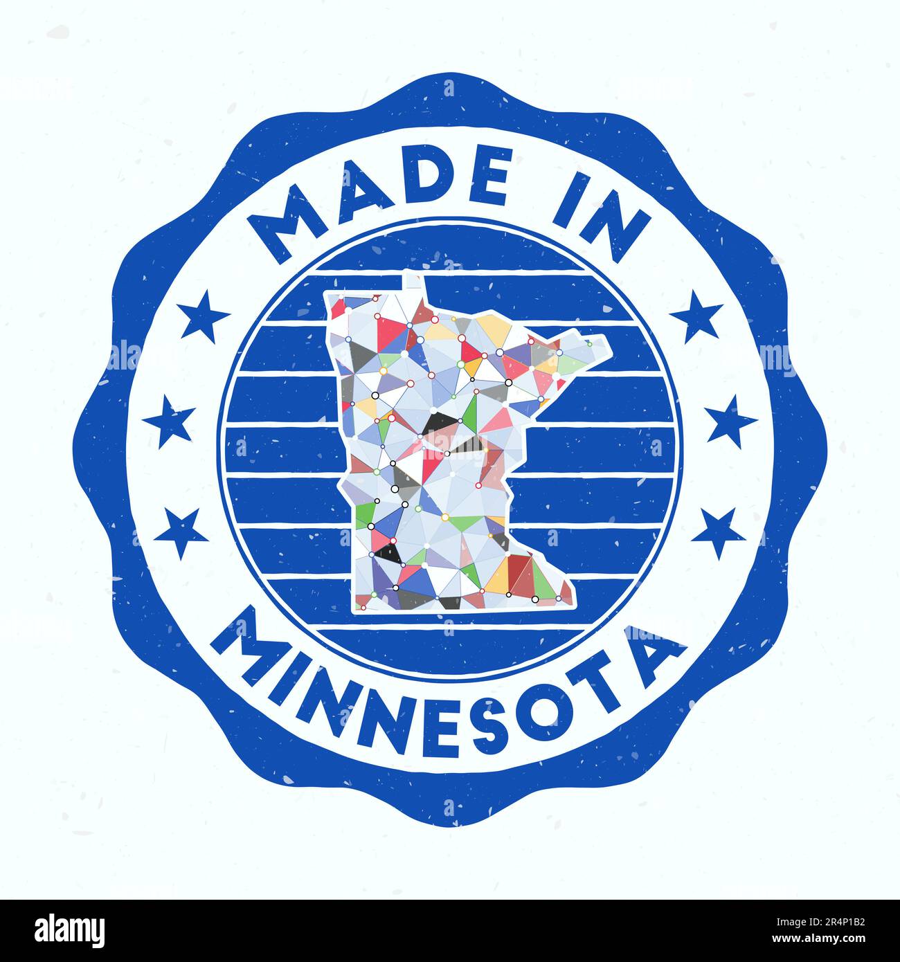 Made In Minnesota. US state round stamp. Seal of Minnesota with border ...