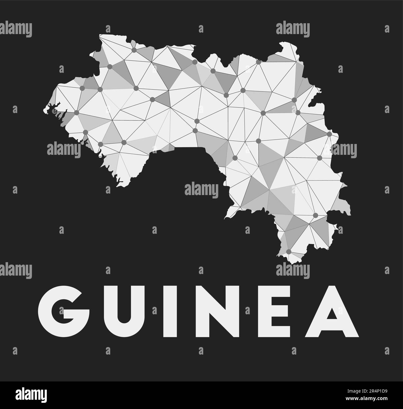 Guinea - communication network map of country. Guinea trendy geometric ...