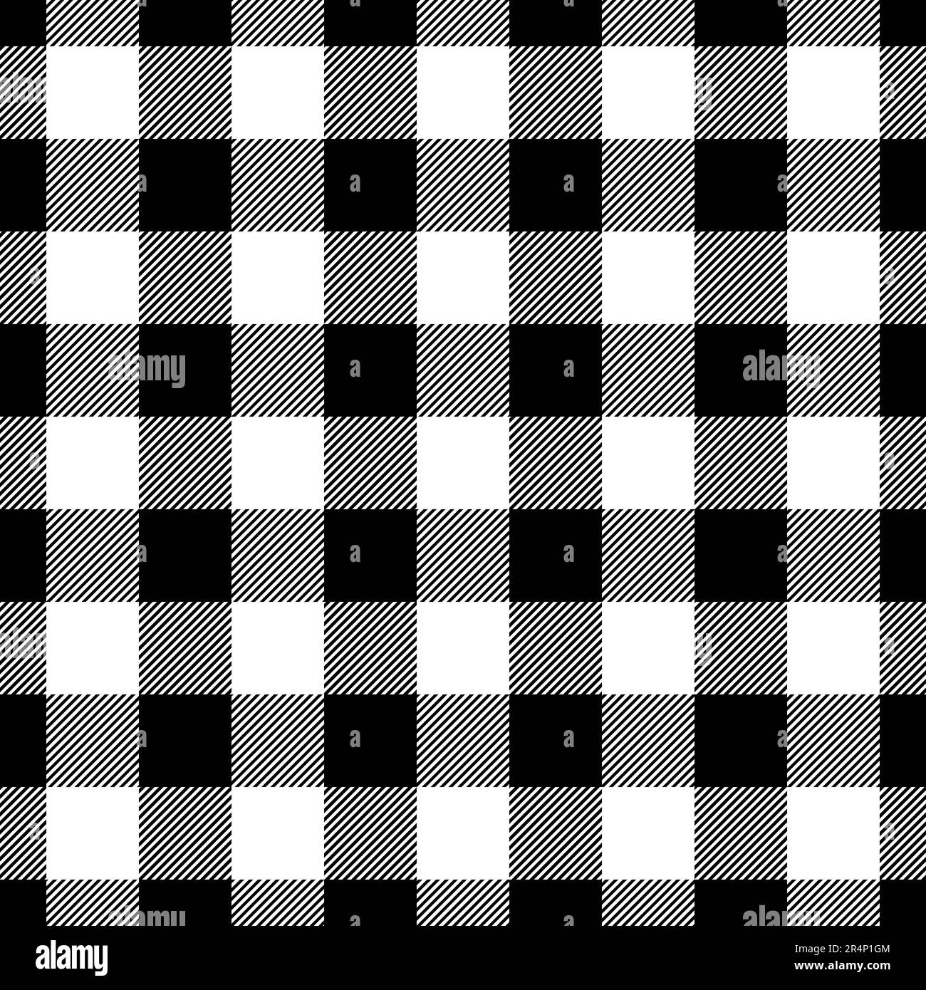 Check seamless pattern. Black checks on white background. Repeated ...