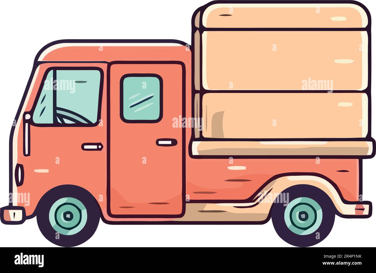 Driving truck carrying cargo container delivering goods Stock Vector ...