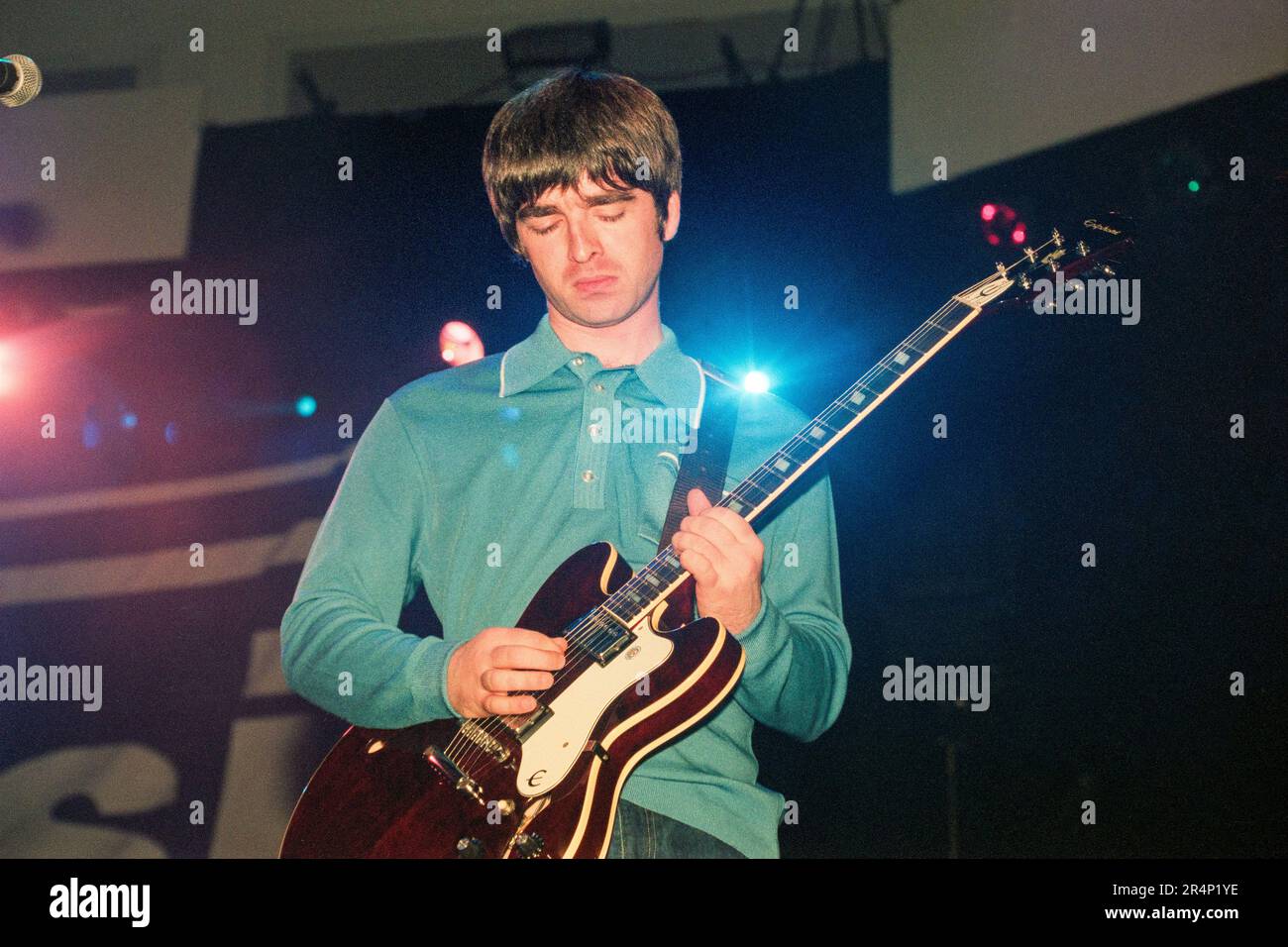 OASIS, MORNING GLORY TOUR, 1996: Noel Gallagher of Oasis at Cardiff ...