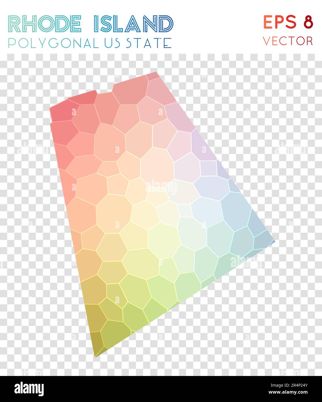 Rhode Island polygonal map, mosaic style US state. Bold low poly style ...