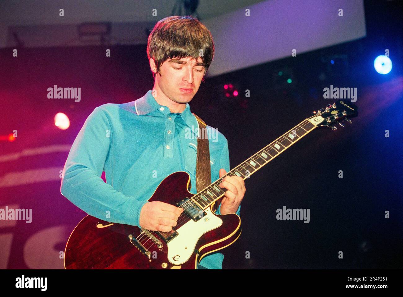OASIS, MORNING GLORY TOUR, 1996: Noel Gallagher of Oasis at Cardiff ...