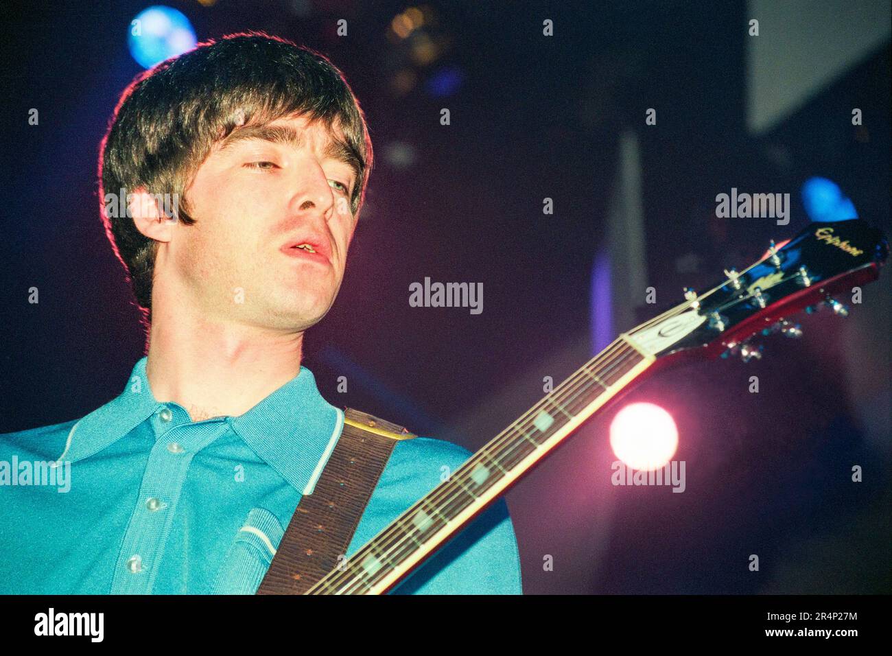 OASIS, MORNING GLORY TOUR, 1996: Noel Gallagher of Oasis at Cardiff ...