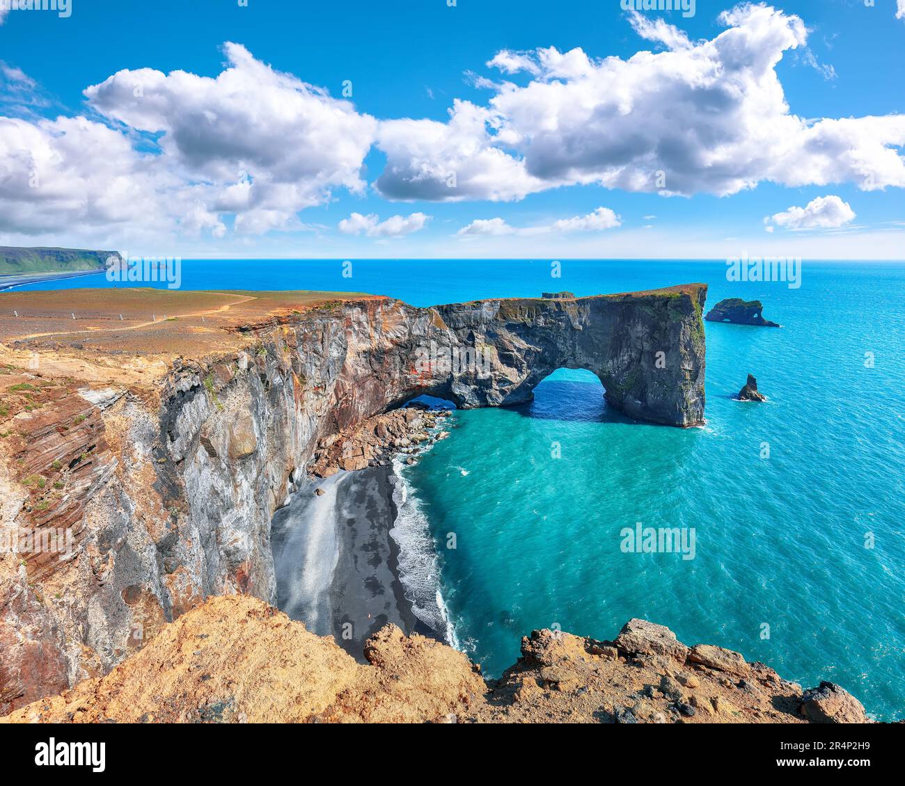 Astonishing landscape with unique basalt arch on Dyrholaey Nature ...