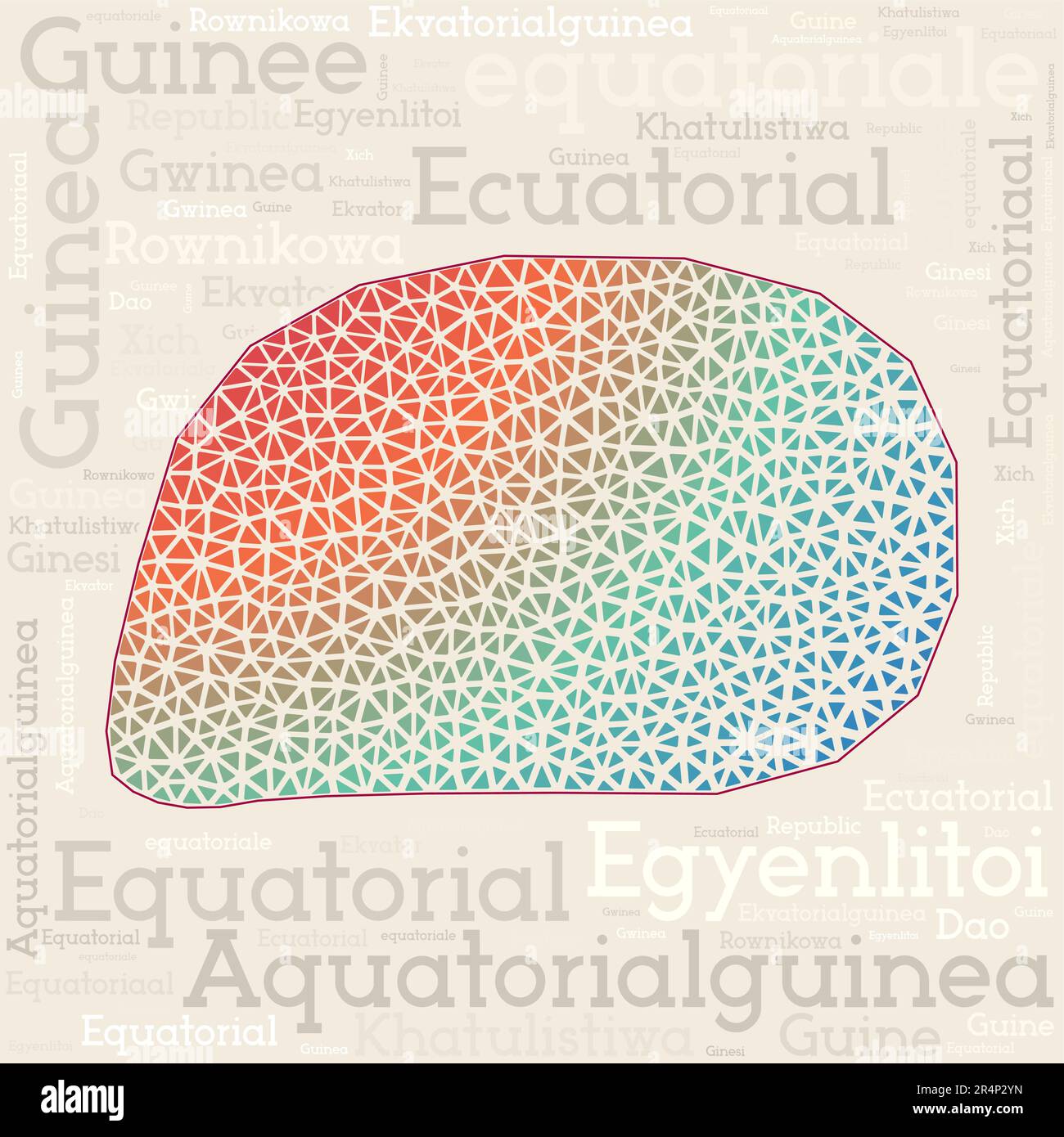 Equatorial Guinea map design. Country names in different languages and ...