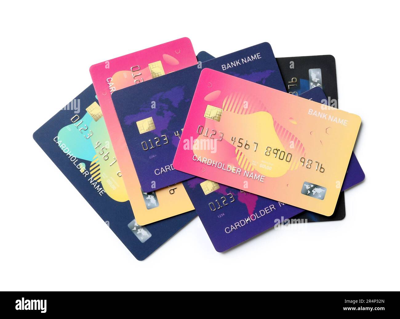 Credit cards on white background Stock Photo - Alamy