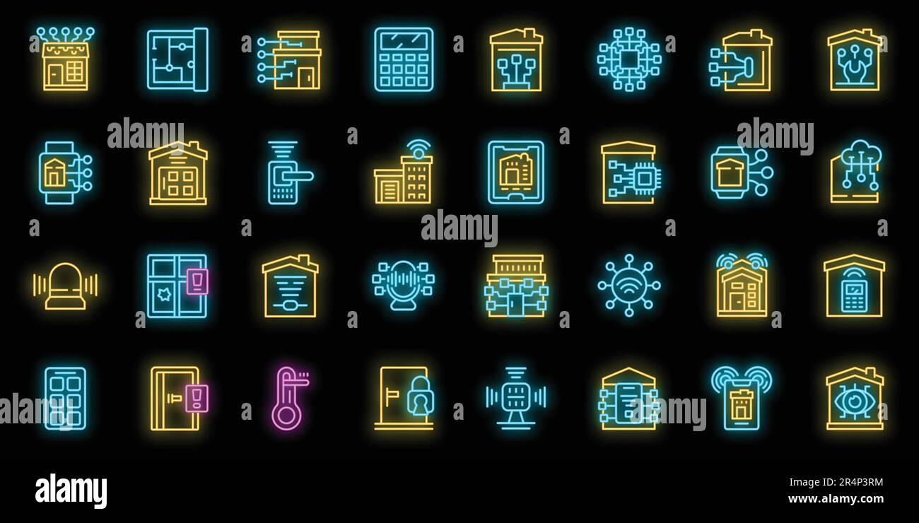 Smart home installation icons set outline vector. Internet system. Home ...