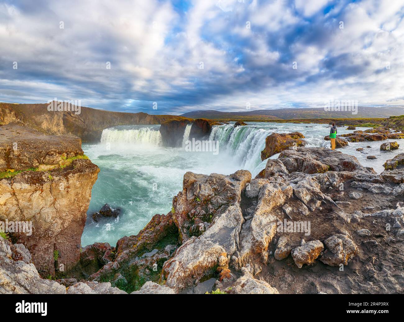 Breathtaking landscape scene of powerful Godafoss waterfall. Dramatic ...
