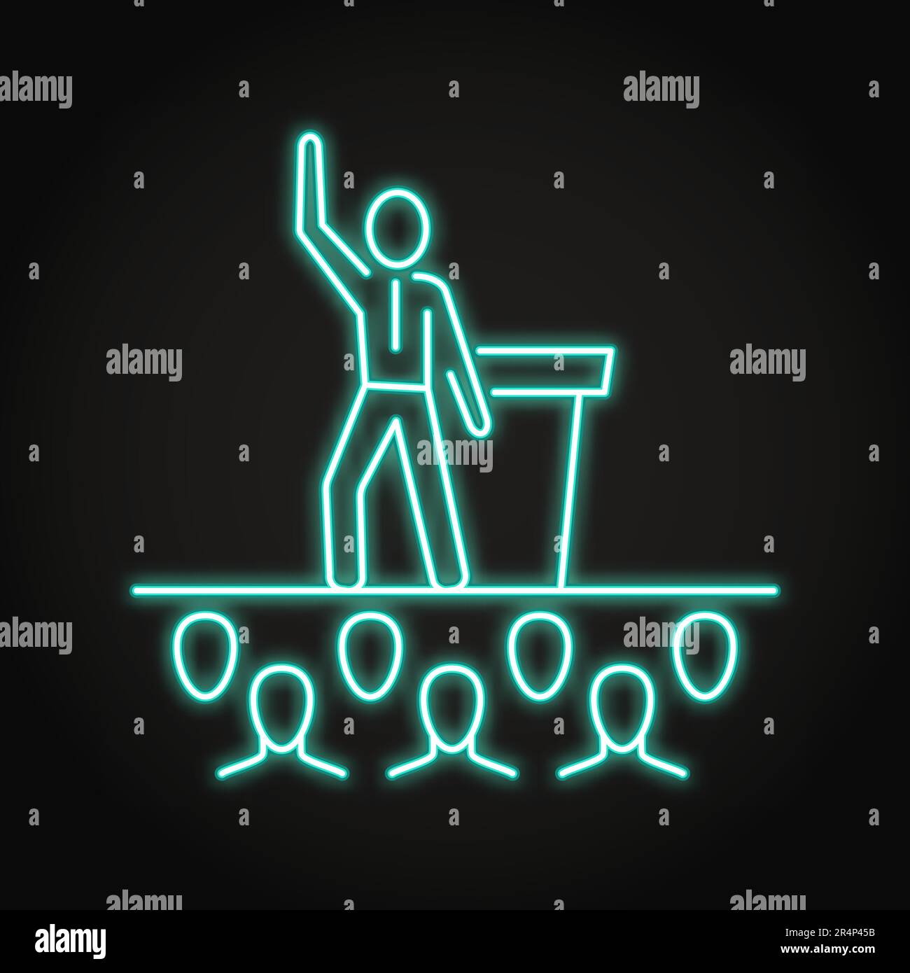 Man with a speech neon icon in line style. Political performance ...