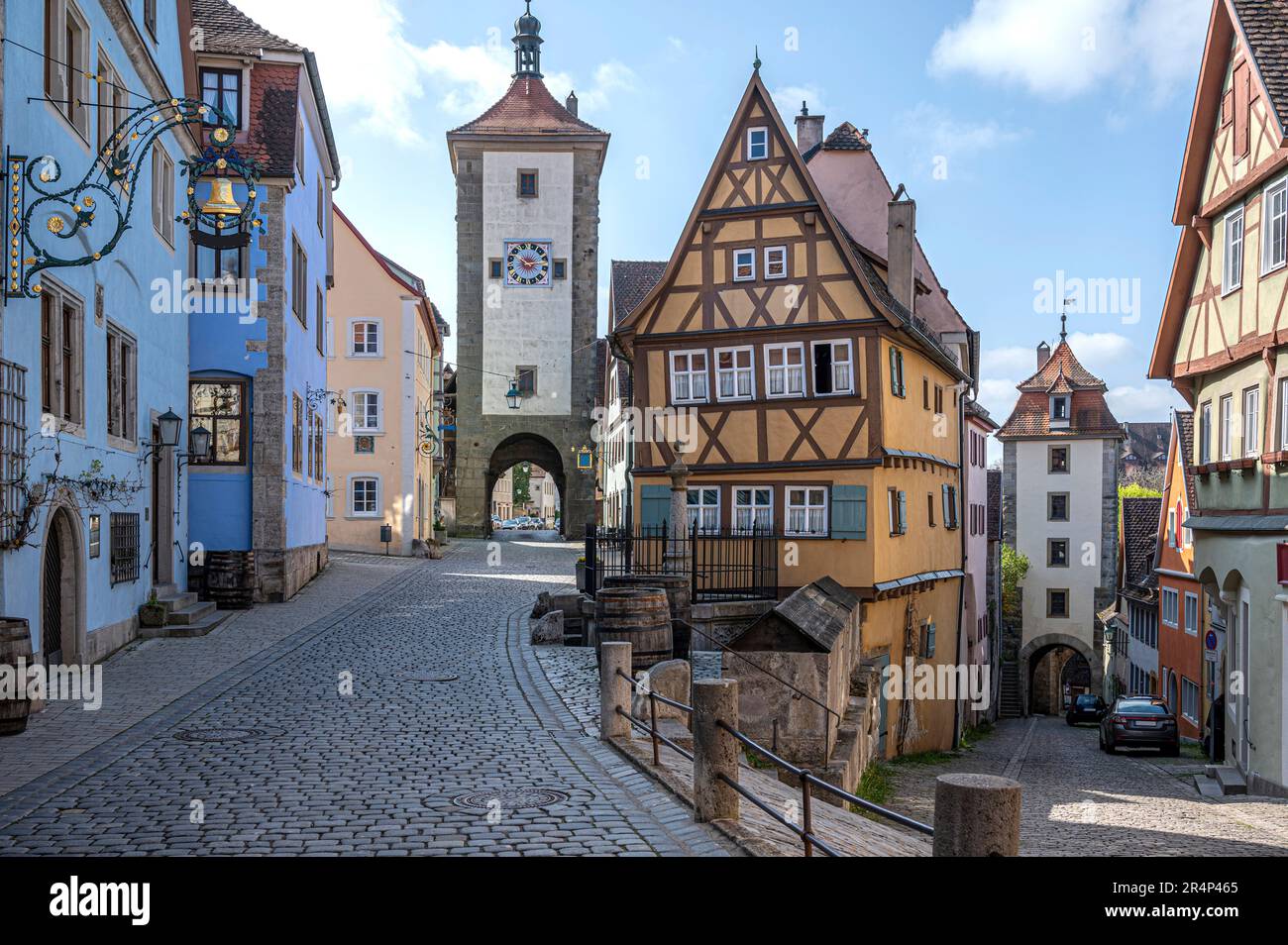Plönlein in historic old town of Rothenburg ob der Tauber, Germany. Old ...