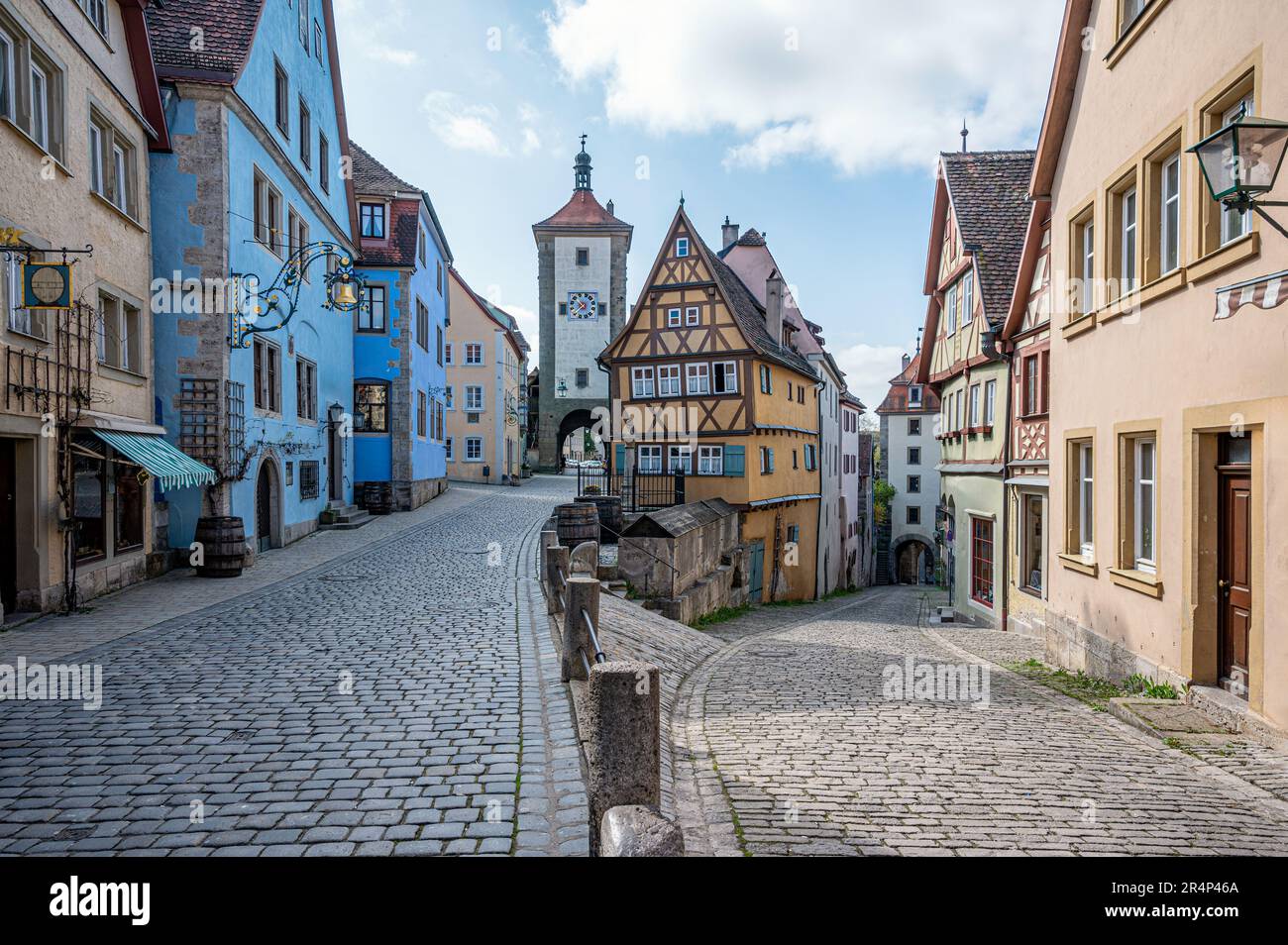 Plönlein in historic old town of Rothenburg ob der Tauber, Germany. Old ...