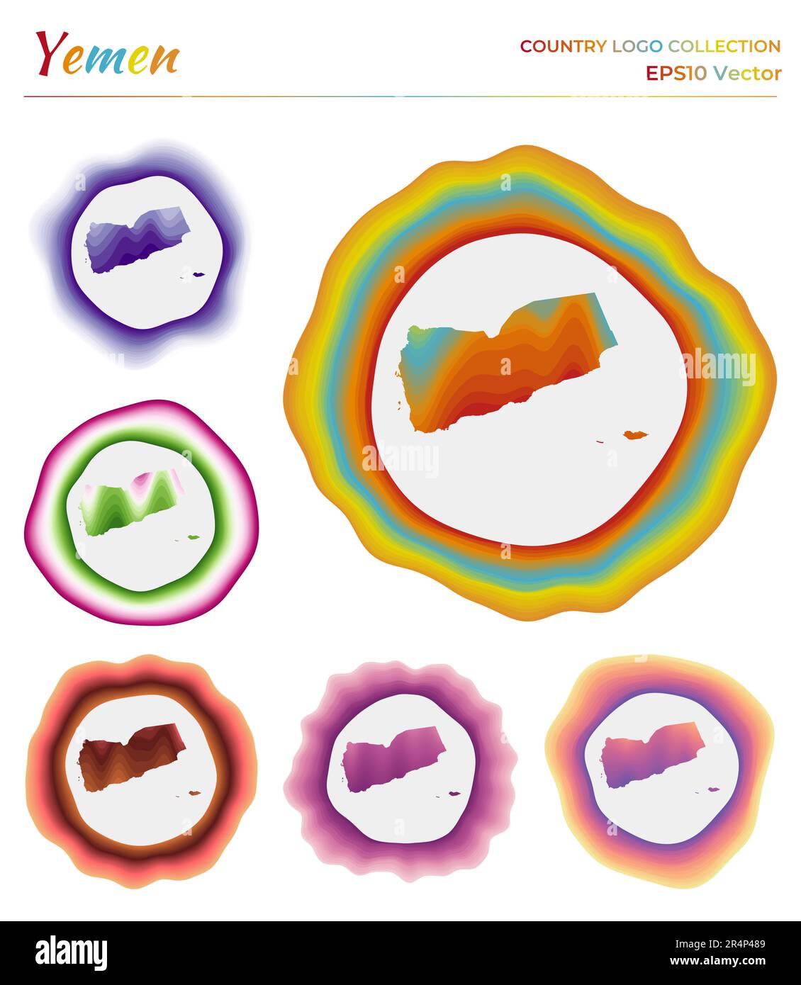 Yemen logo collection. Colorful badge of the country. Layers around ...