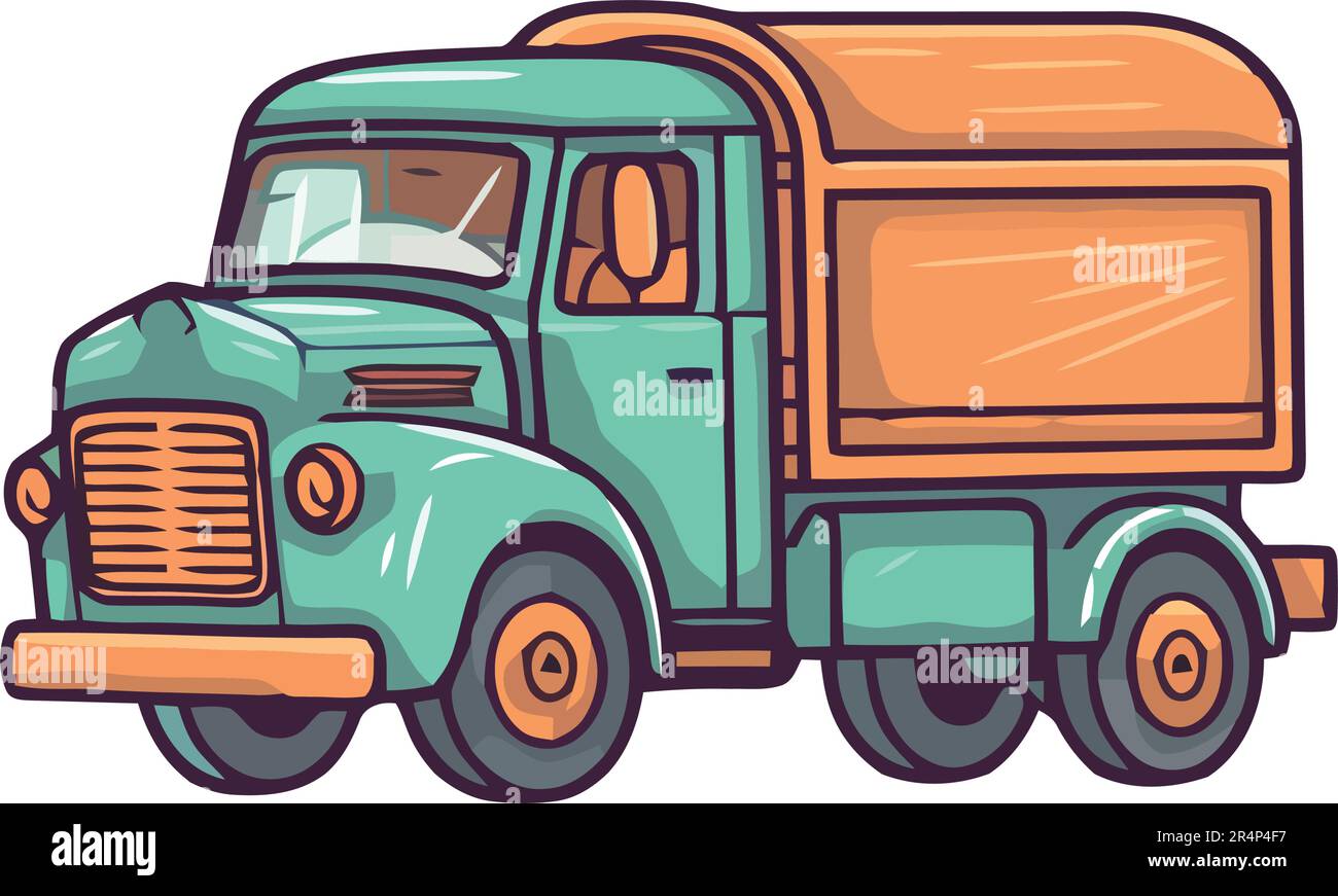 Delivery van carrying cargo container Stock Vector Image & Art - Alamy