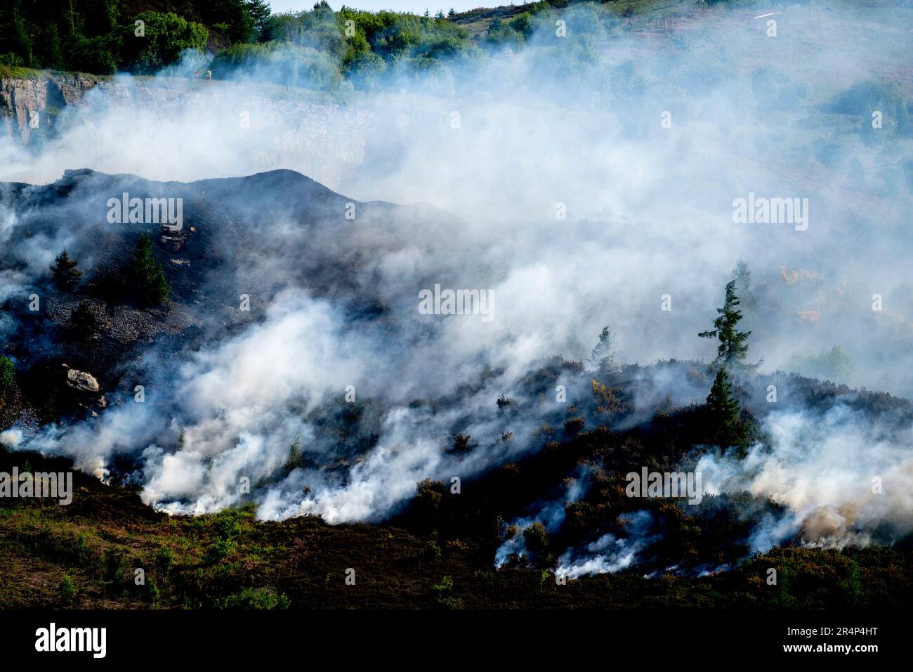 Gelli, Wales, 29 May, 2023: Fire fighters tackle a blaze above Gelli ...