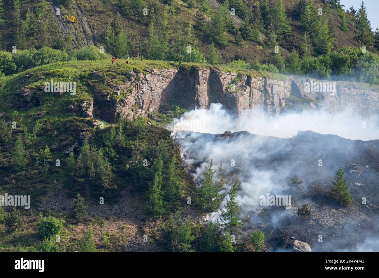 Gelli, Wales, 29 May, 2023: Fire fighters tackle a blaze above Gelli ...