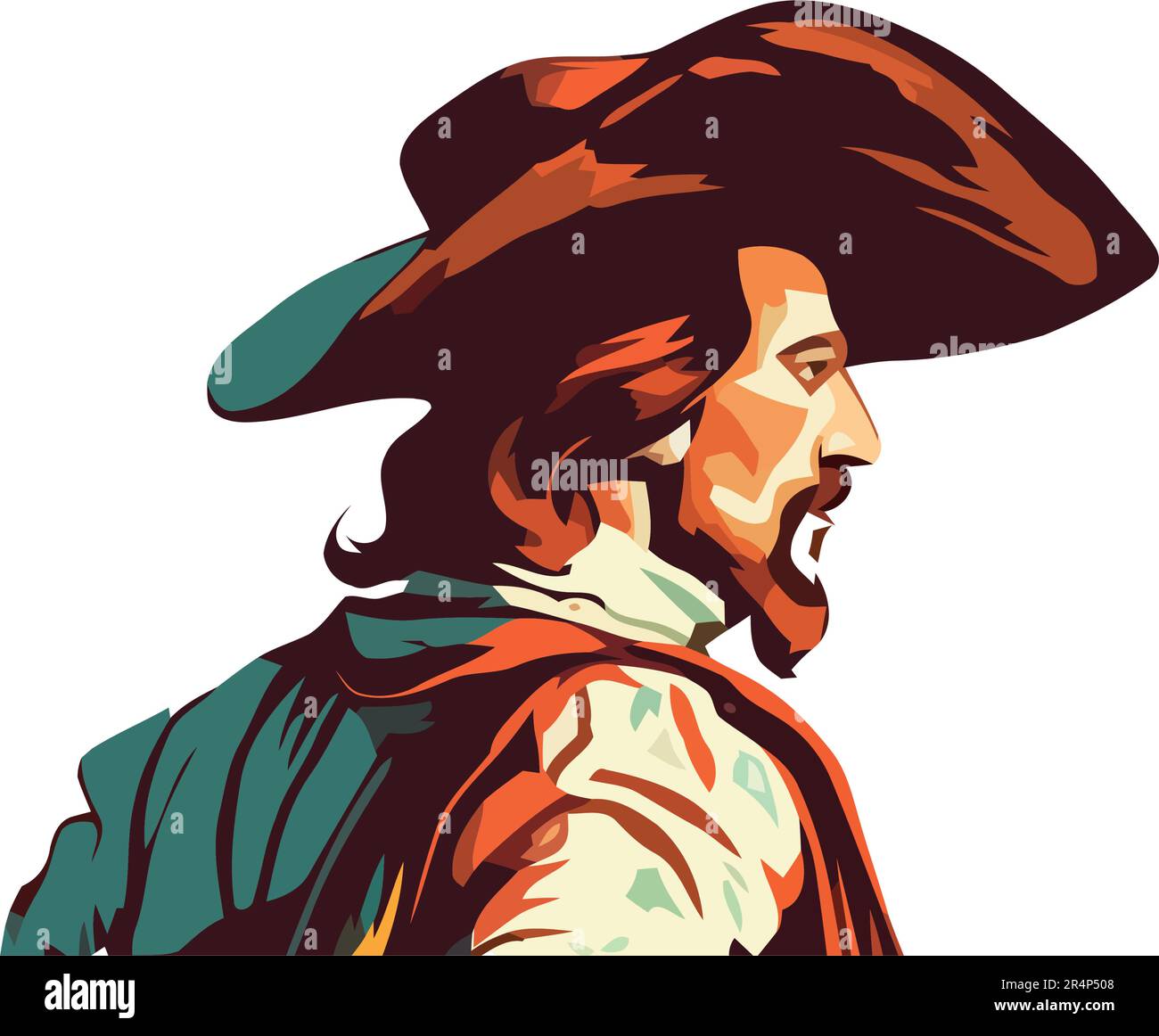 renaissance man with traditional clothes profile Stock Vector Image ...