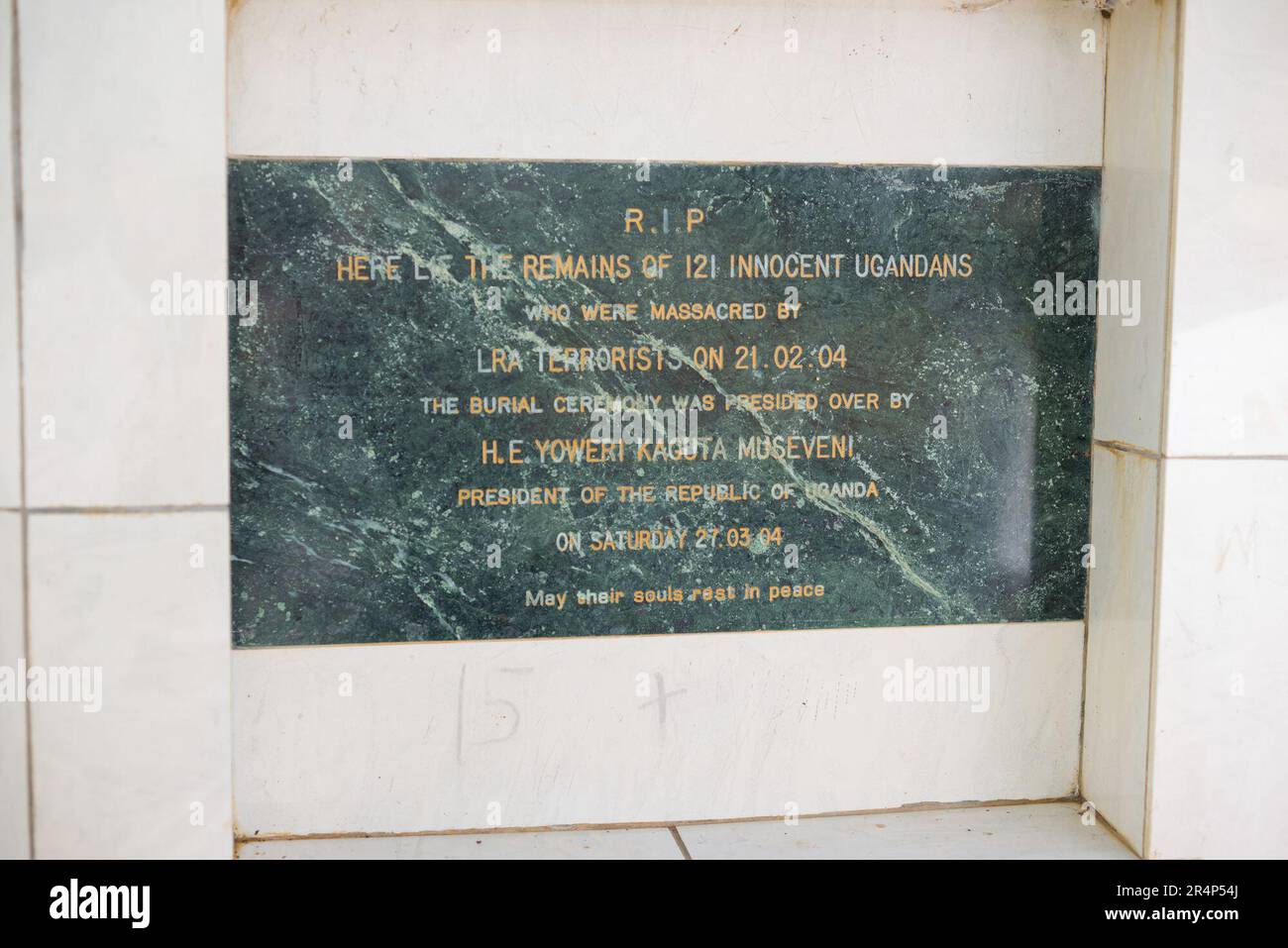 A memorial garden to the Barlonyo massacre, commemorating the 121 civilians who lost their lives ...