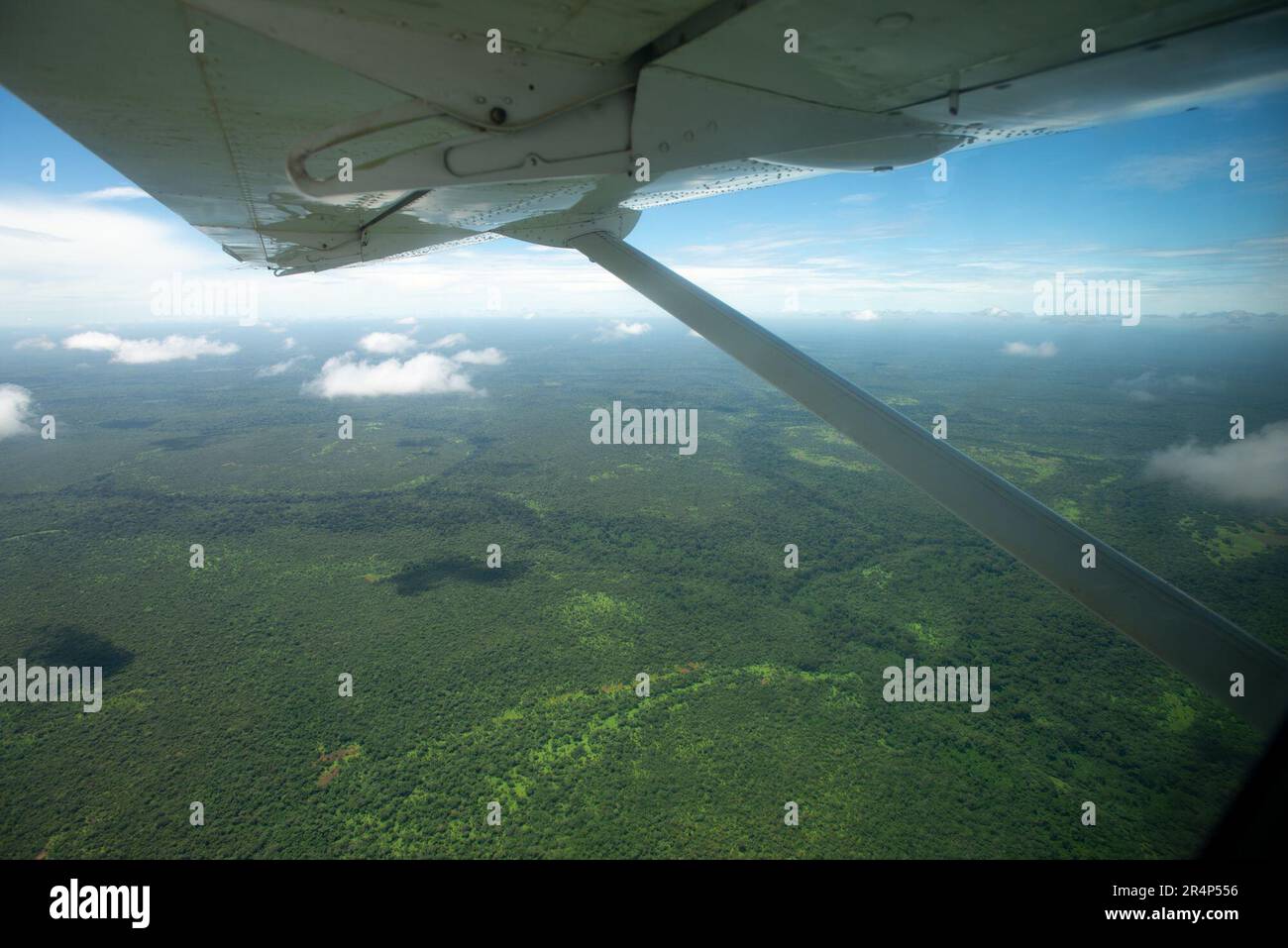 An aerial view of the outback of Central African Republic, with the ...