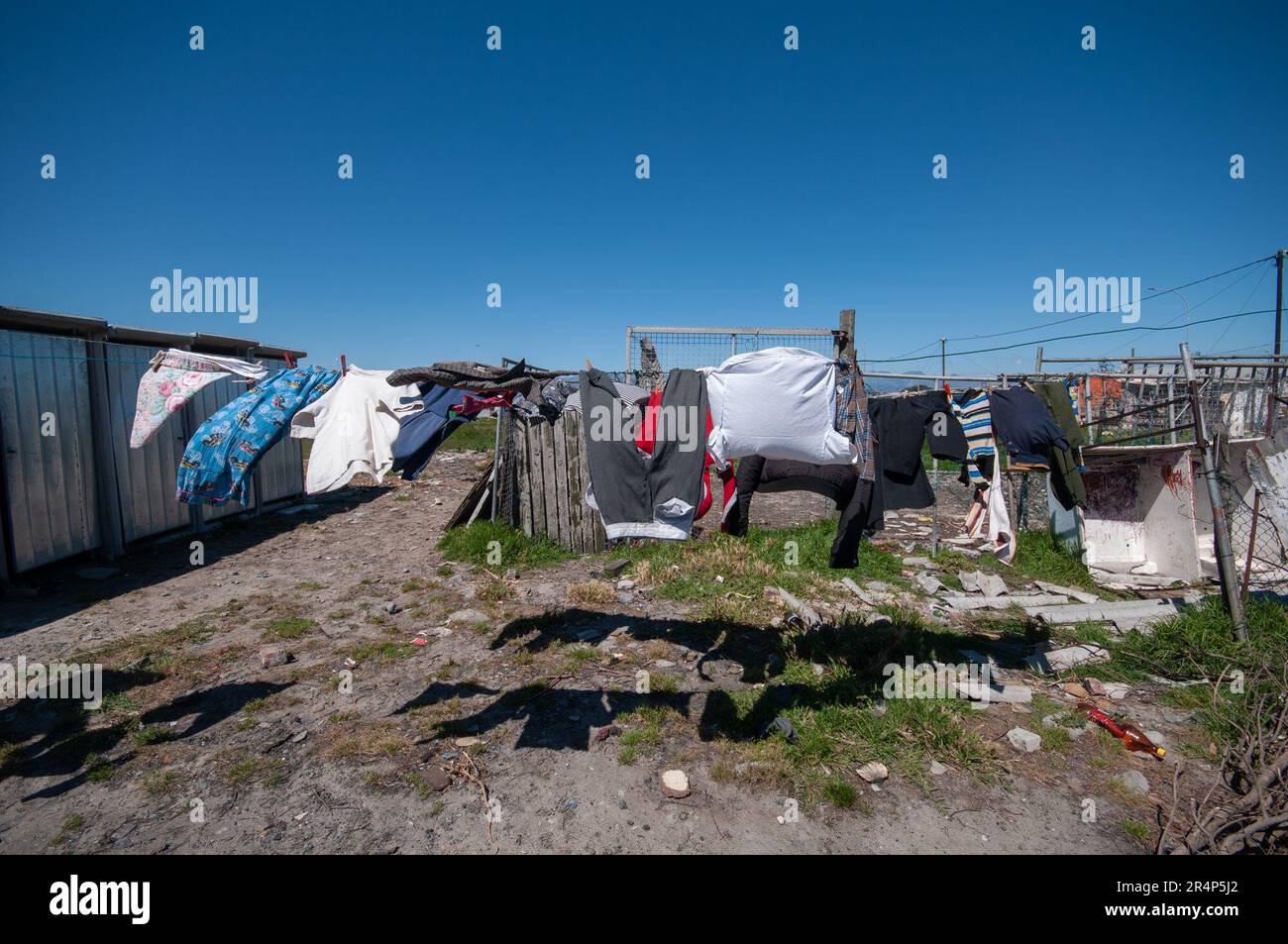 clothes blowing dry in the wind, Khayelitsha, South Africa Stock Photo ...