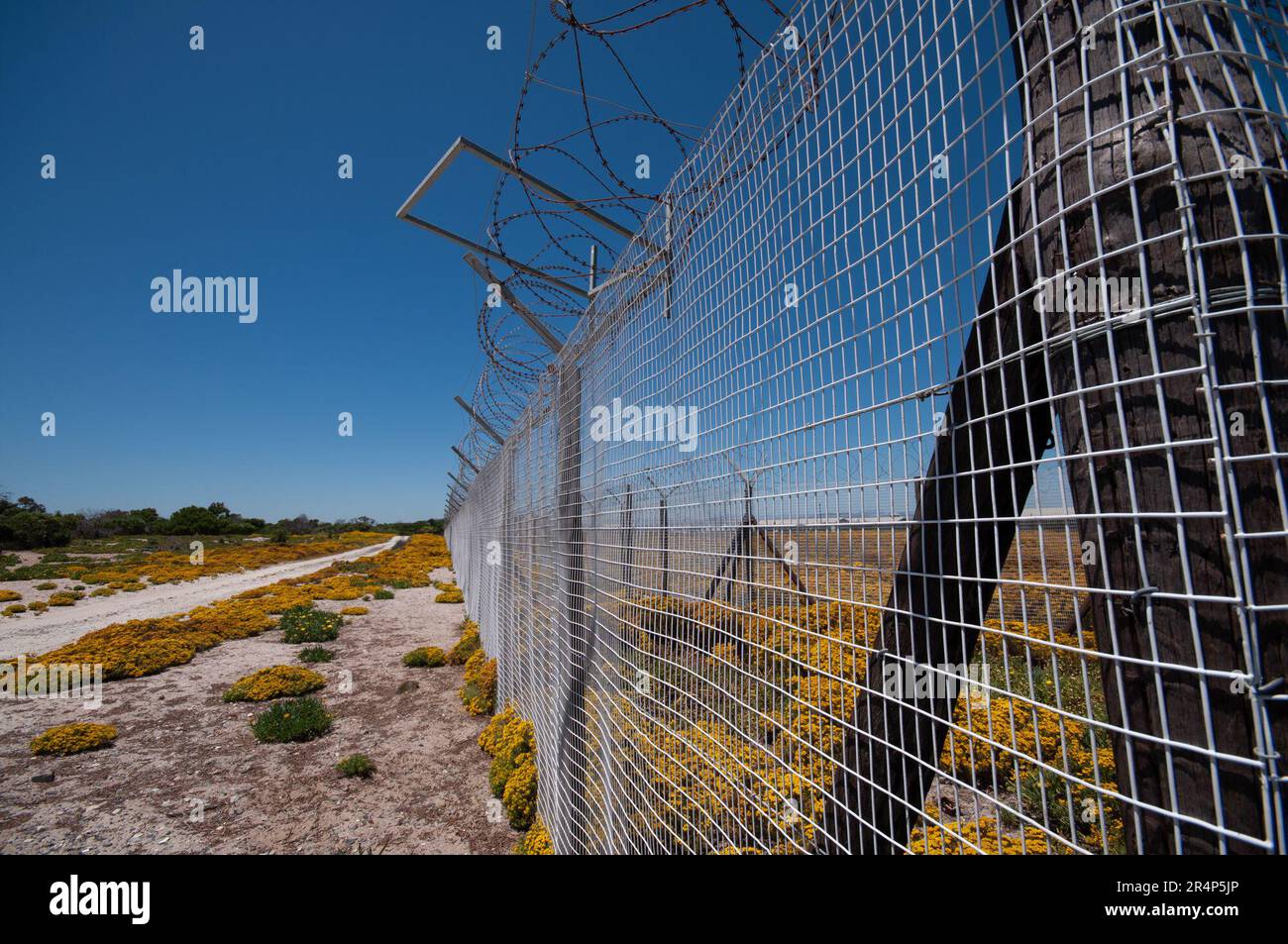 fence lines at the Maximum security Prison on Robben Island, near Cape ...
