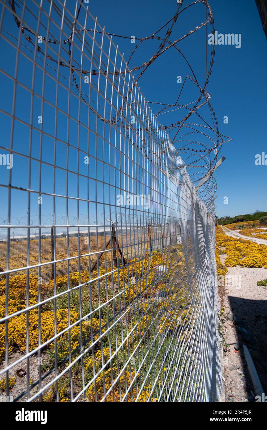 fence lines at the Maximum security Prison on Robben Island, near Cape ...