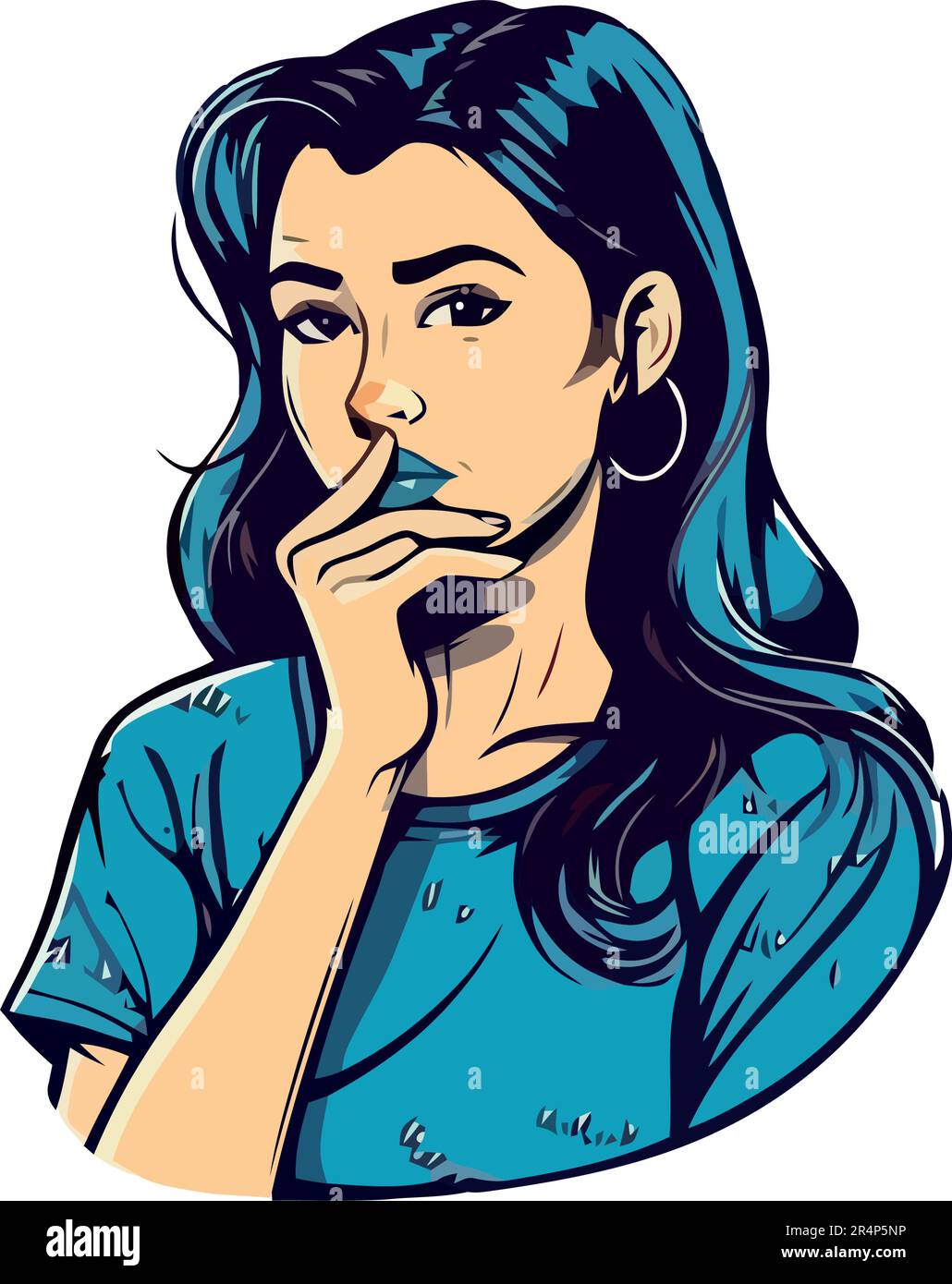 Worried smiling young woman Cut Out Stock Images & Pictures - Alamy