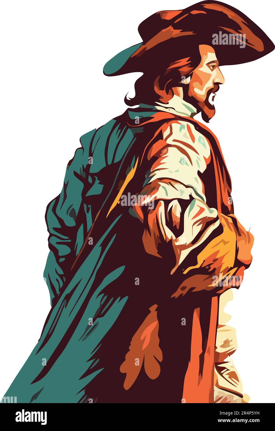 renaissance man back wearing traditional clothes Stock Vector Image ...