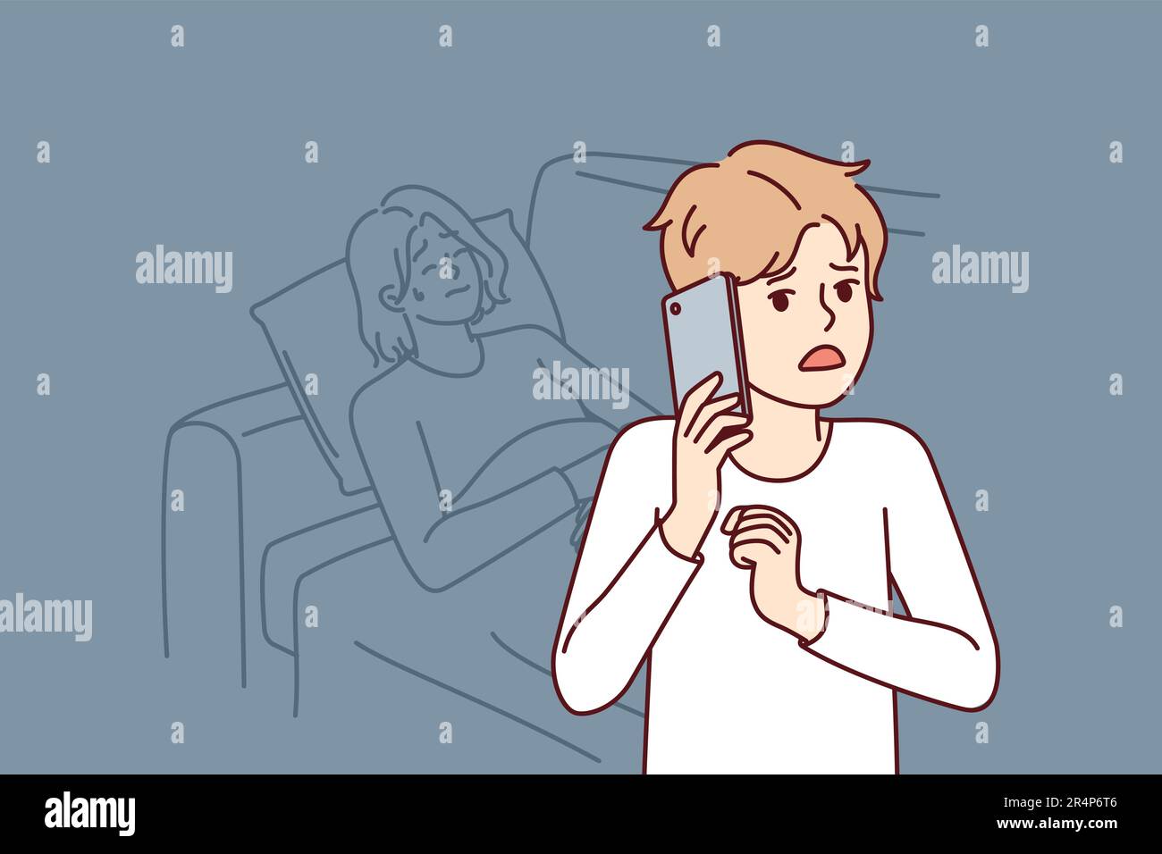 Sick child mother phone Stock Vector Images - Alamy
