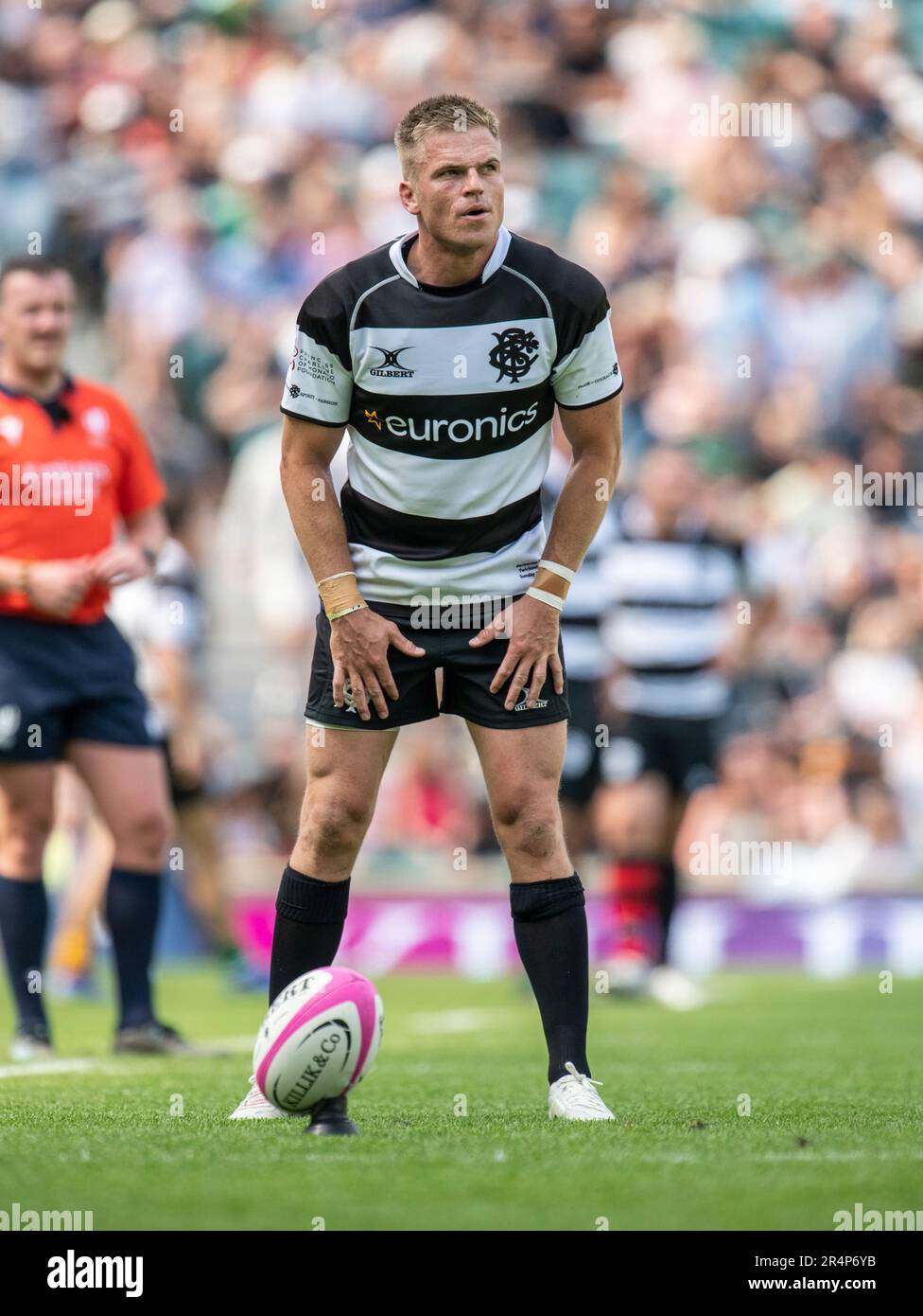 Gareth Anscombe of the Barbarians in action during the Killik Cup match ...