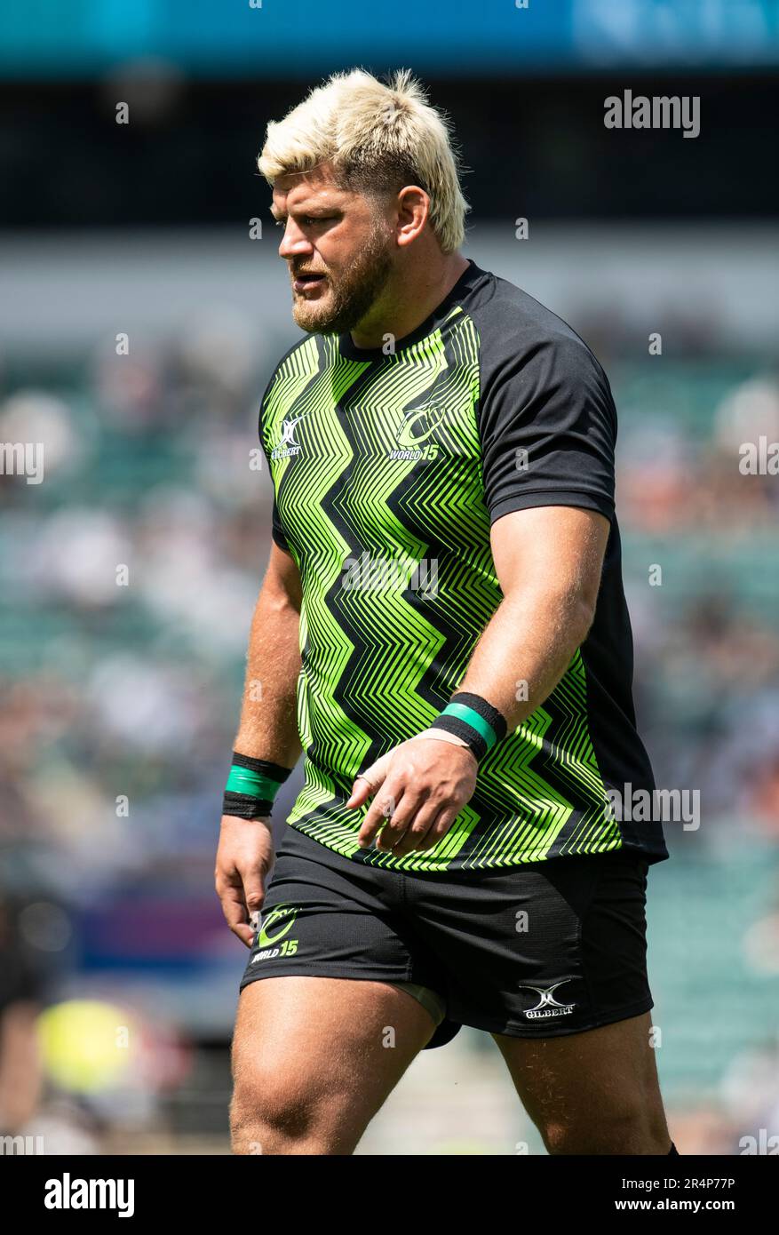 Oli Kebble of the World XV in action during the Killik Cup match ...