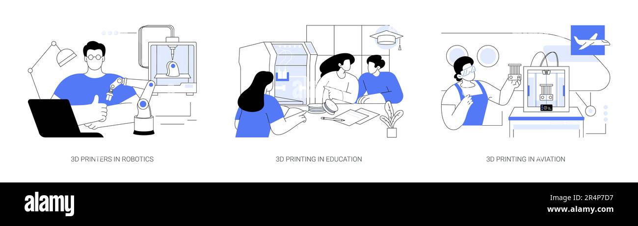 3D printing applications abstract concept vector illustrations Stock ...