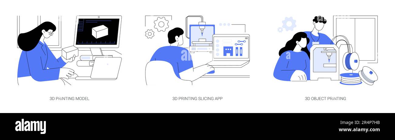 3D printing process abstract concept vector illustrations Stock Vector ...