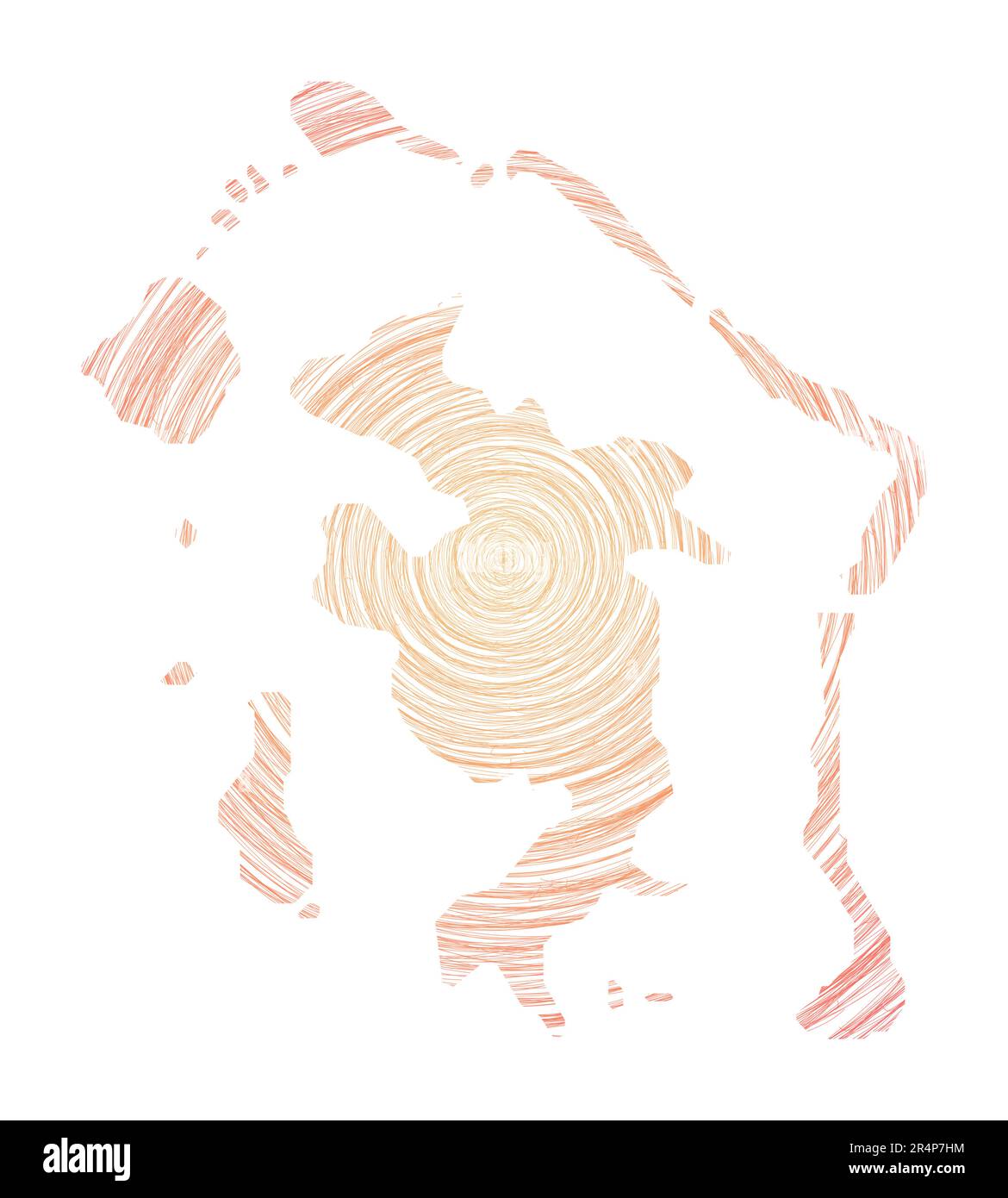 Bora Bora map filled with concentric circles. Sketch style circles in ...