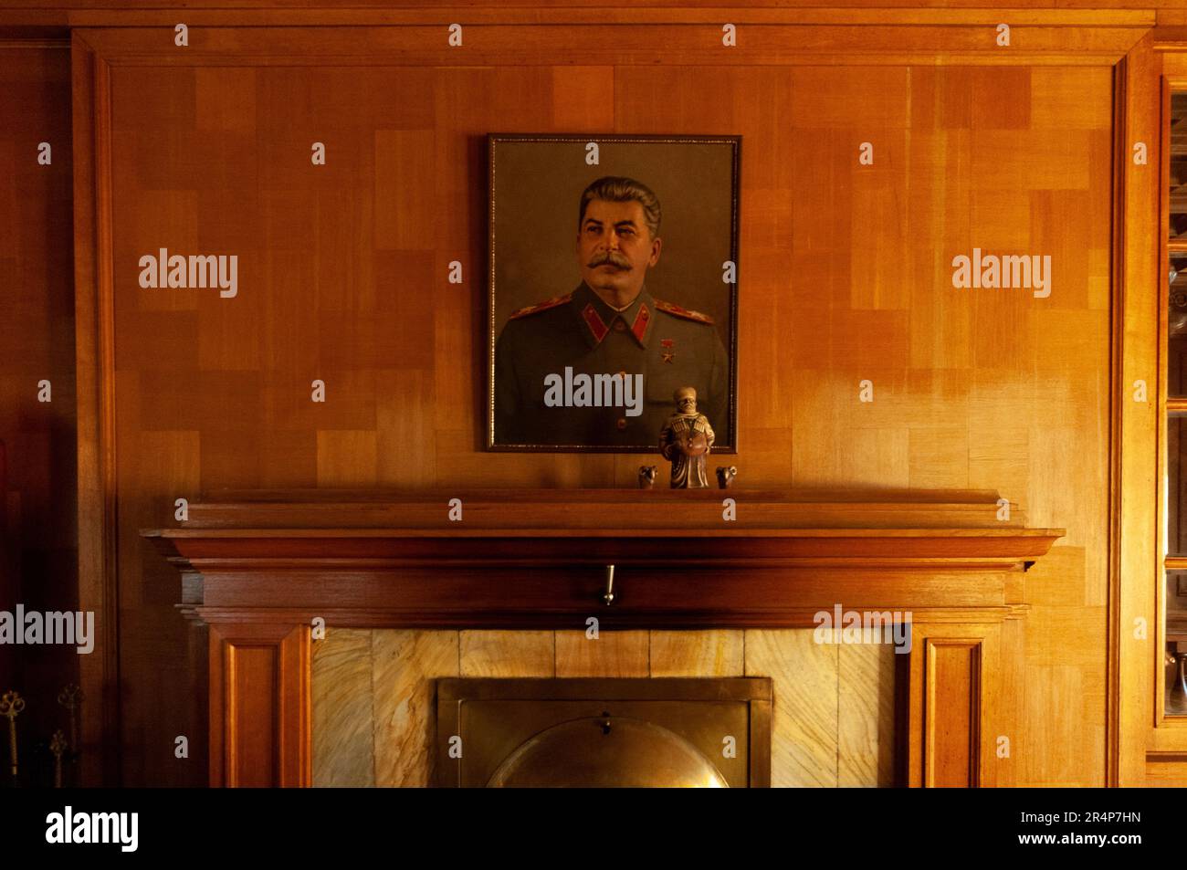 Portrait of Joseph Stalin above the mantlepiece in the dining room of ...
