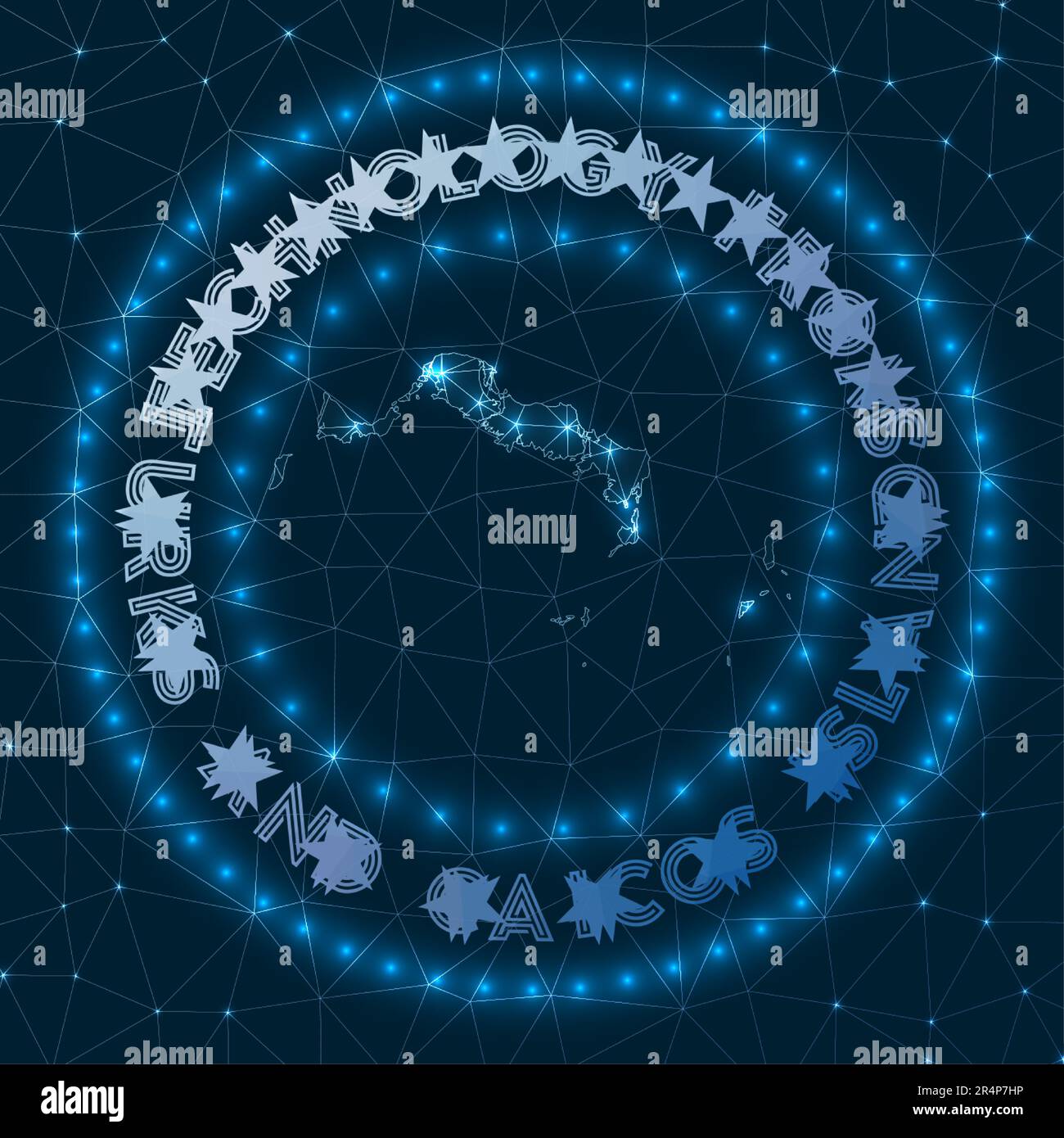 Technology From Turks and Caicos Islands. Futuristic geometric badge of ...