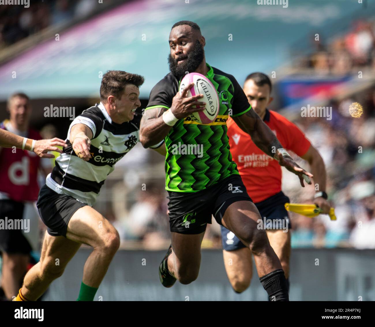 Semi Radradra of the World XV in action during the Killik Cup match ...