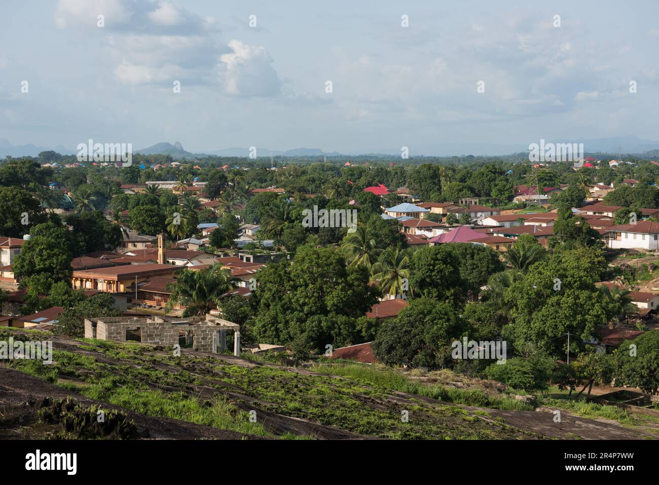 Landscape view of the town of Makeni in Sierra Leone, West Africa Stock ...