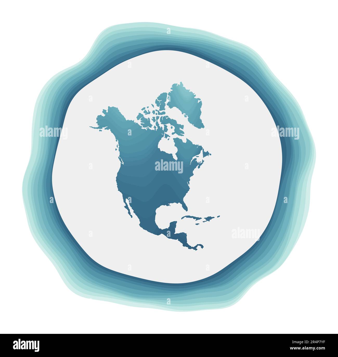 North America logo. Badge of the continent. Layered circular sign ...