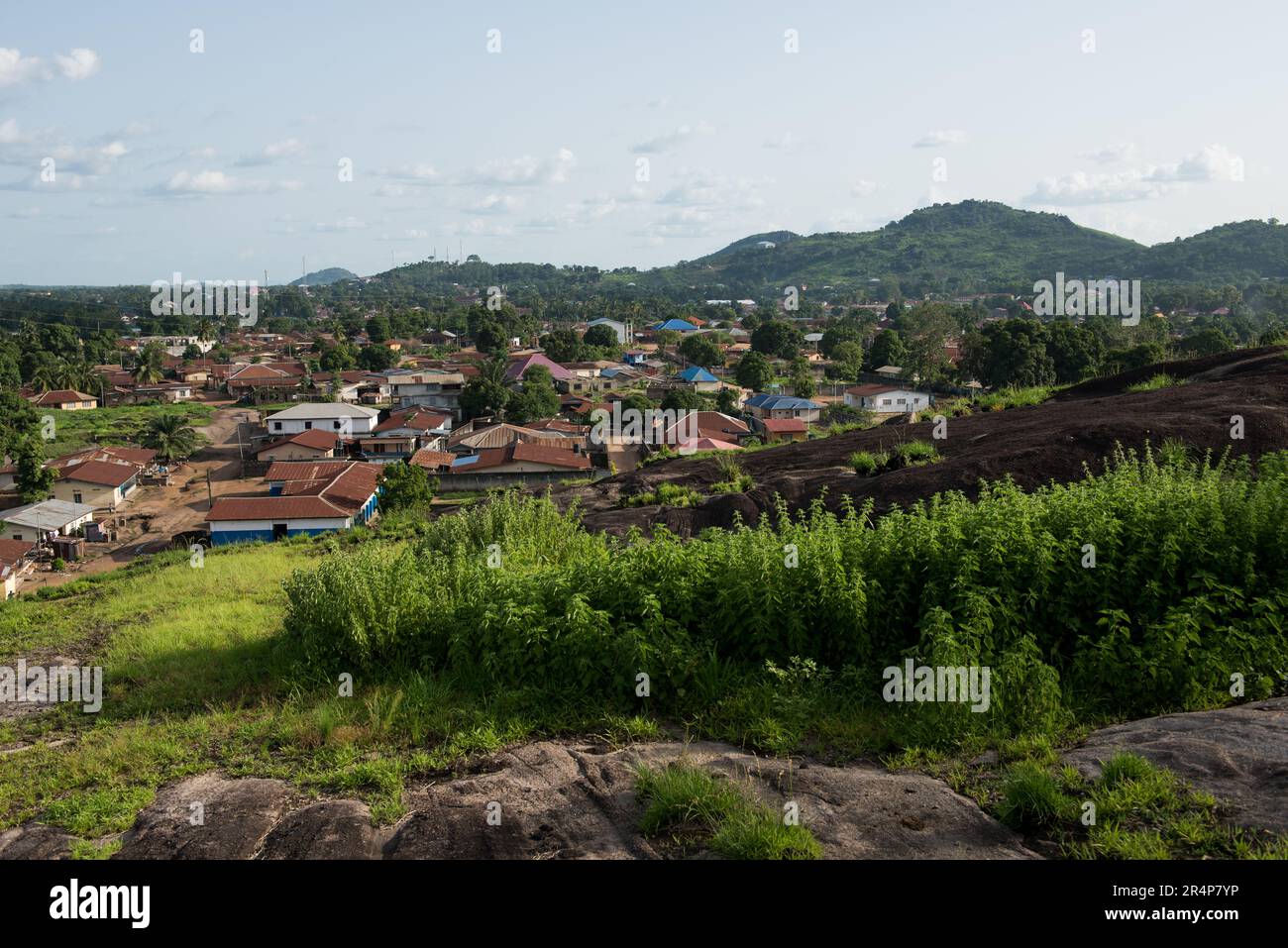 Landscape view of the town of Makeni in Sierra Leone, West Africa Stock ...