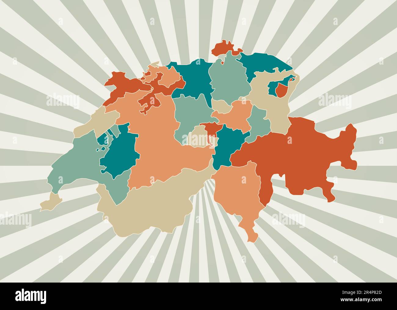 Switzerland map. Poster with map of the country in retro color palette ...