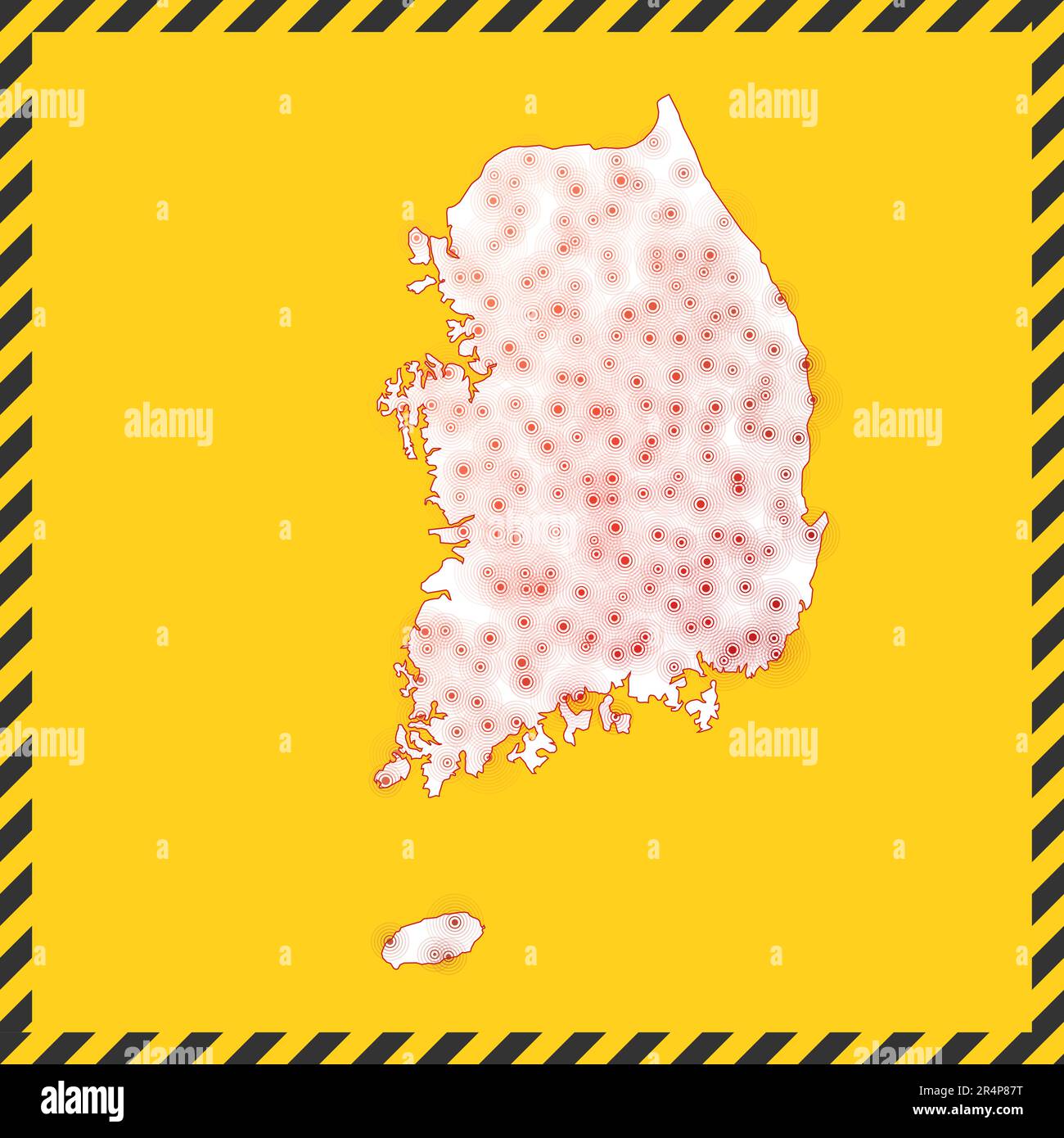South Korea closed - virus danger sign. Lockdown country icon. Black ...