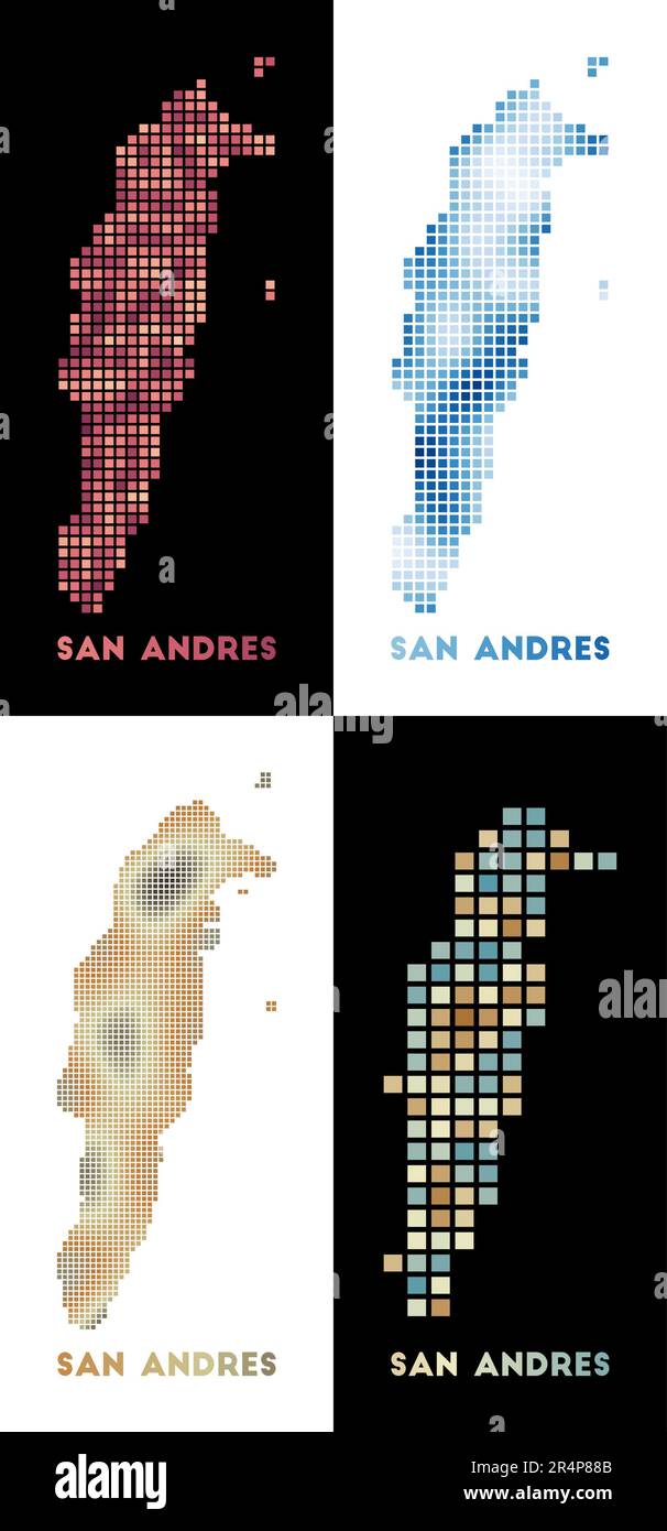 San Andres map. Collection of maps of San Andres in dotted style ...